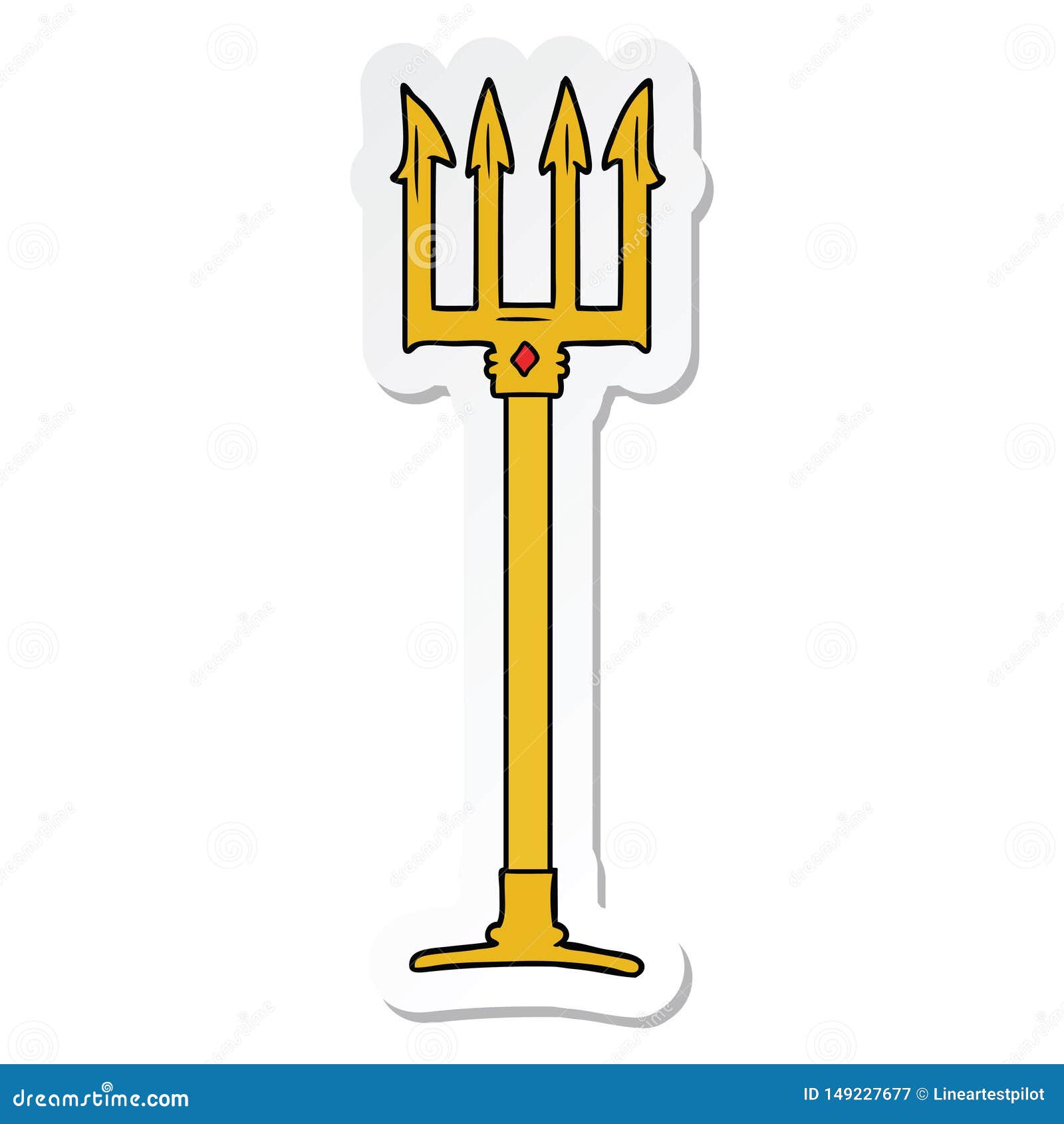 Sticker of a Cartoon Trident Stock Vector - Illustration of devil ...
