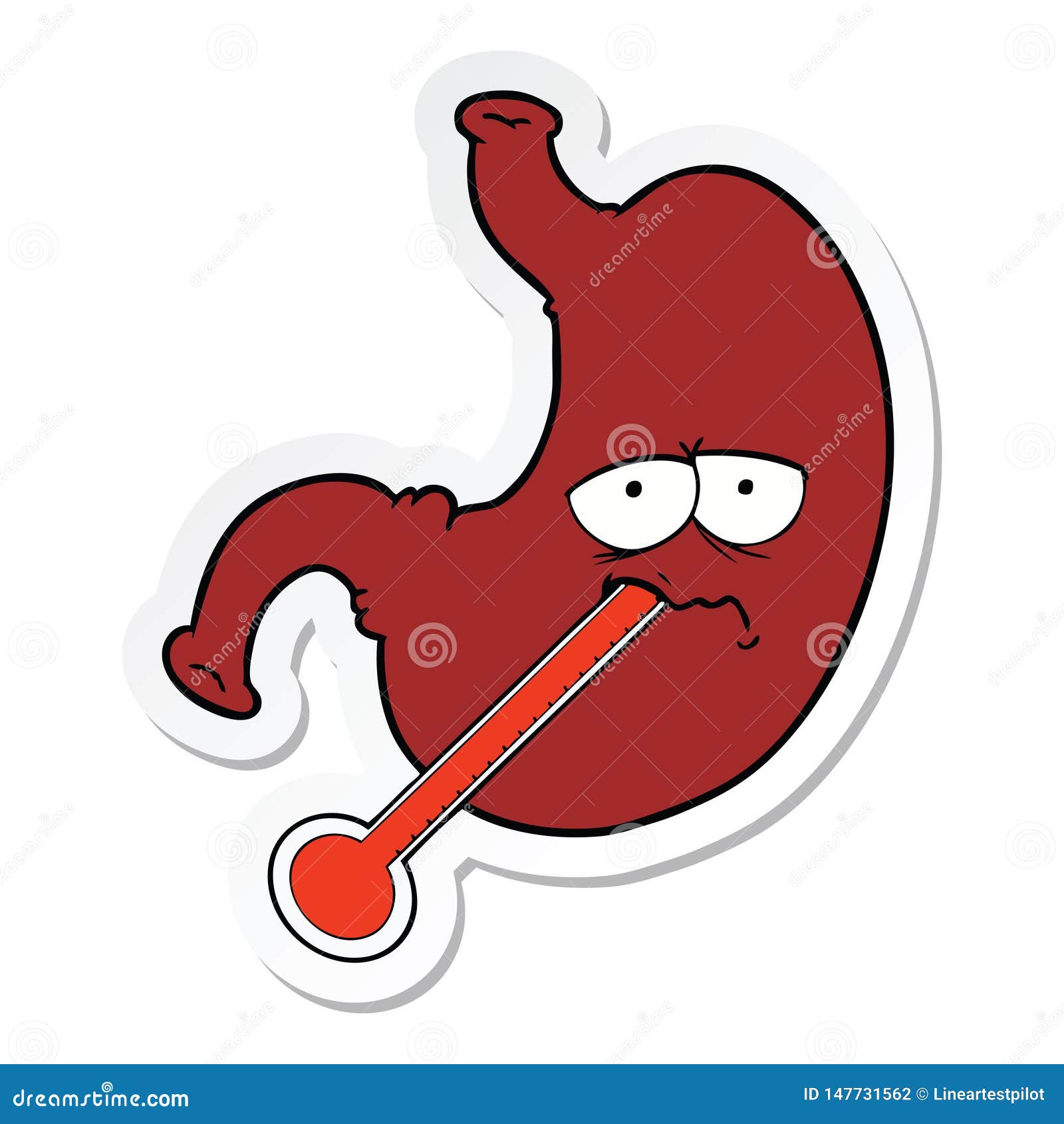 Sticker of a Cartoon Upset Stomach Stock Vector - Illustration of ...