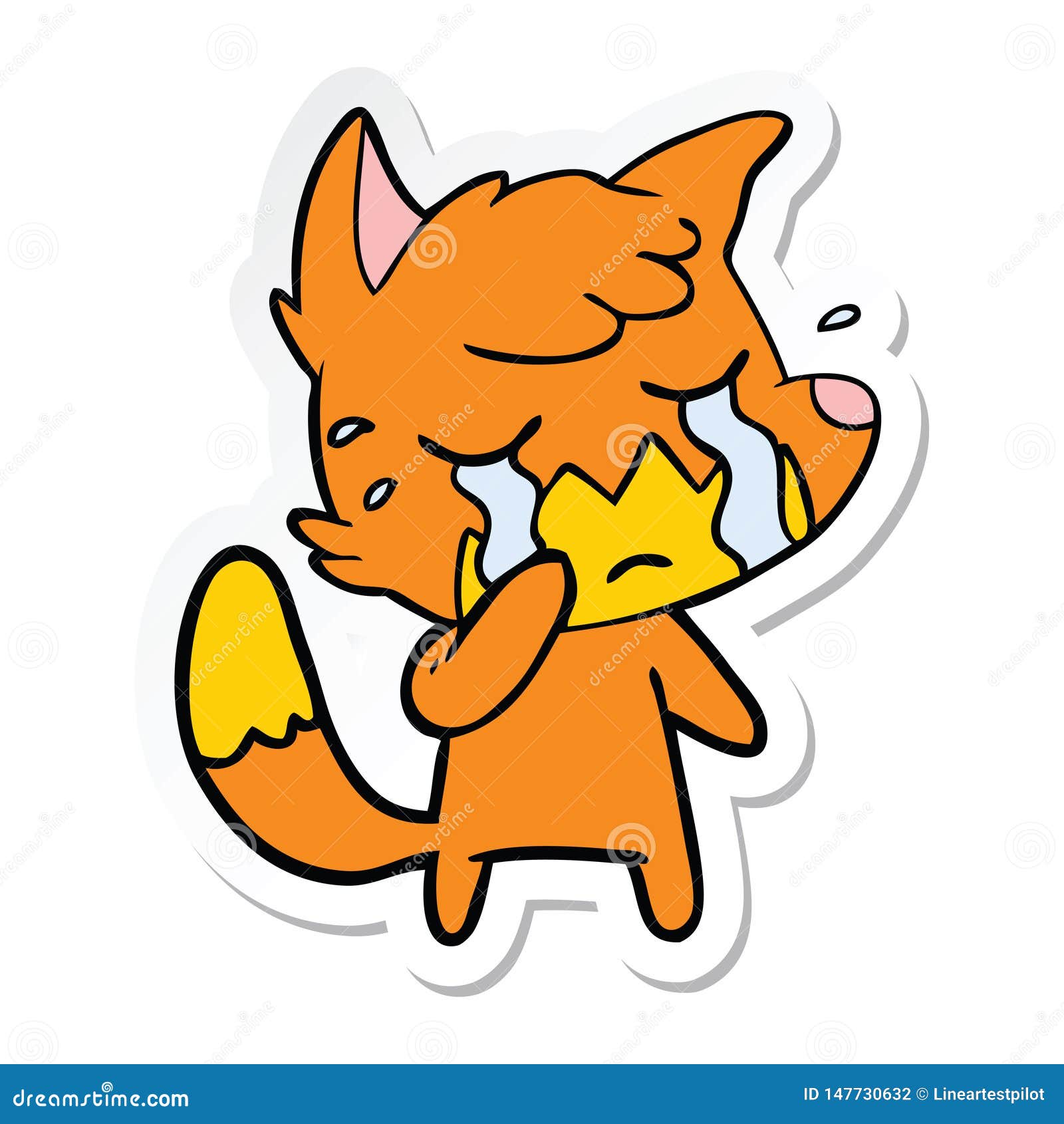 Sticker of a Crying Fox Cartoon Stock Vector - Illustration of cute ...