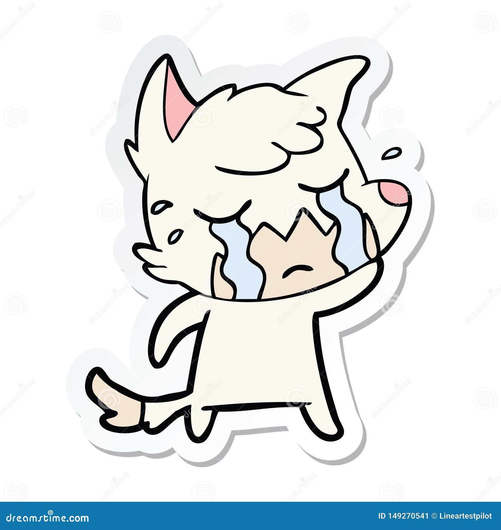 Sticker of a Crying Fox Cartoon Stock Vector - Illustration of drawn ...