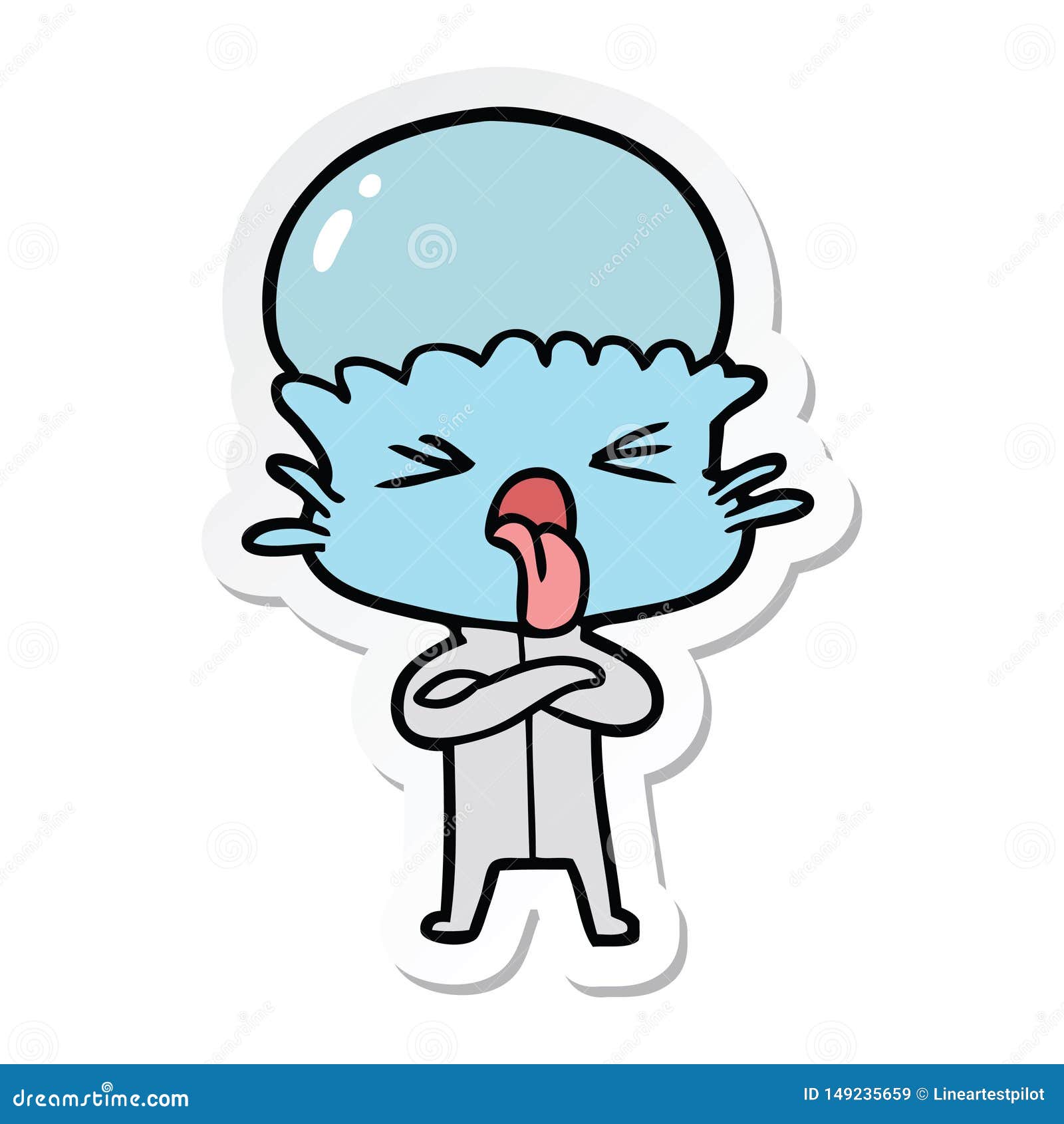 Sticker of a Disgusted Cartoon Alien Stock Vector - Illustration of ...