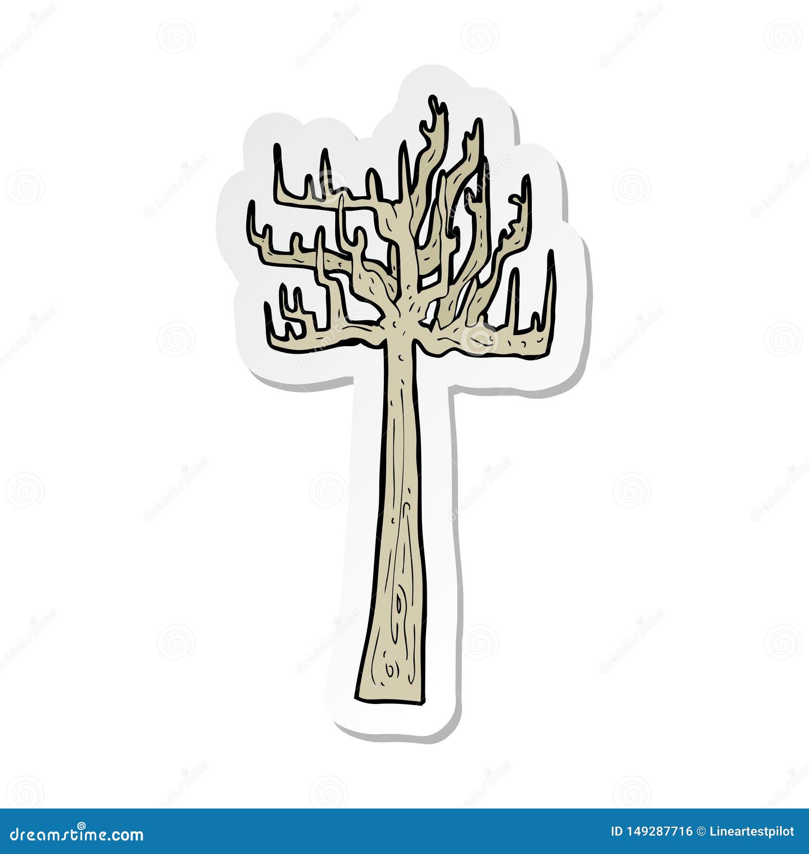 Sticker of a Old Bare Tree Cartoon Stock Vector - Illustration of crazy ...