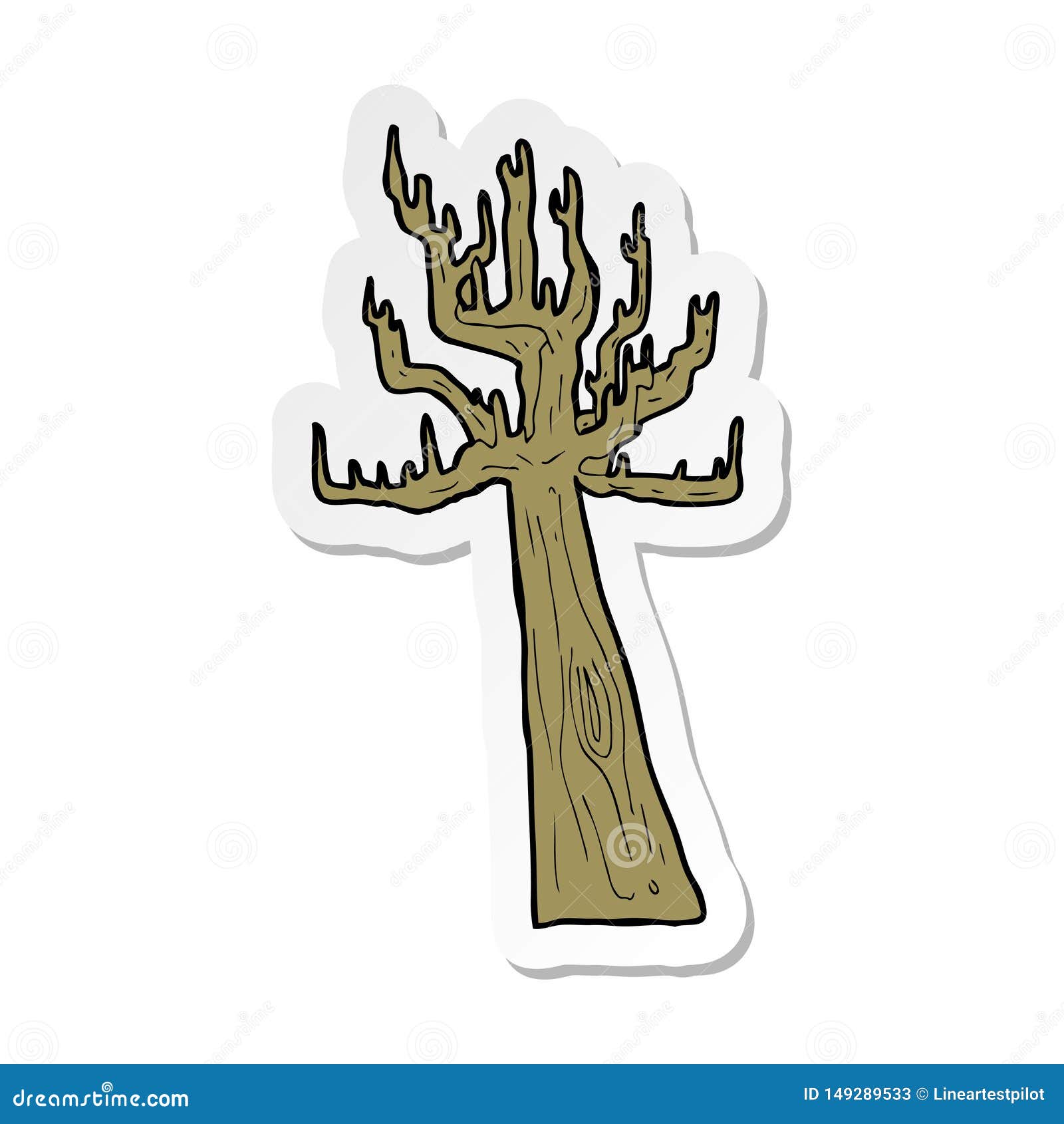Sticker of a Old Bare Tree Cartoon Stock Vector - Illustration of rough ...