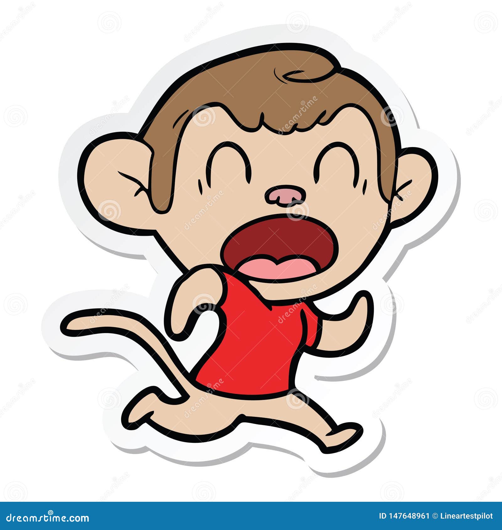 Sticker of a Shouting Cartoon Monkey Running Stock Vector ...