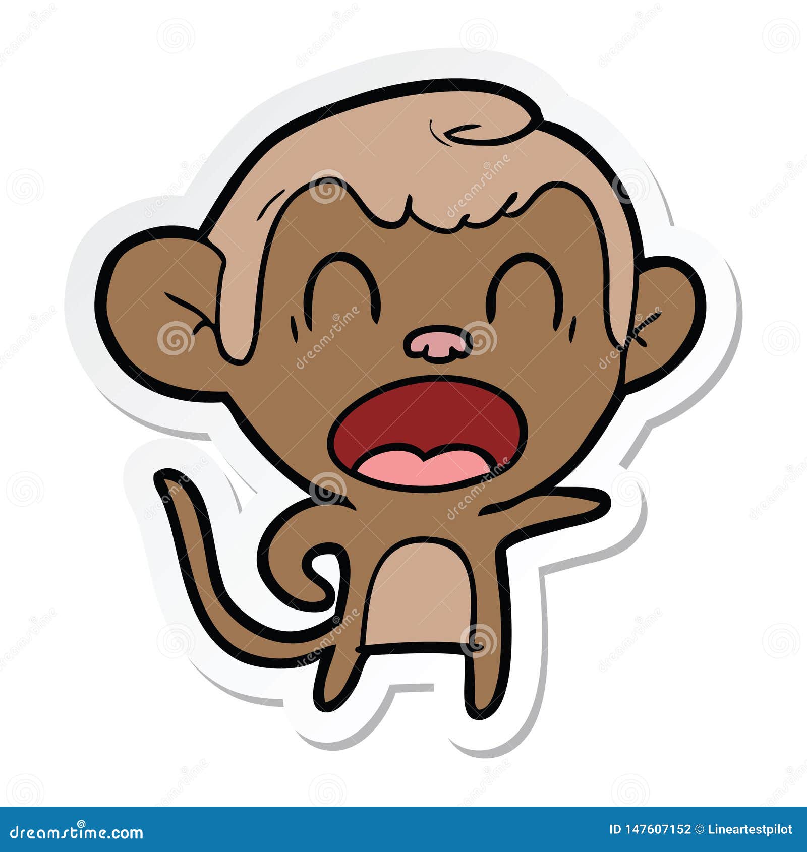 Sticker of a Shouting Cartoon Monkey Stock Vector - Illustration of ...