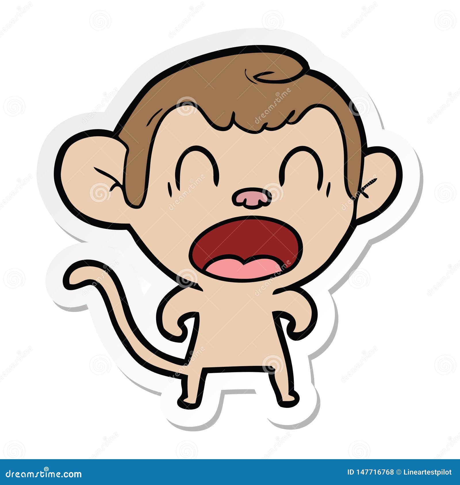 Sticker of a Shouting Cartoon Monkey Stock Vector - Illustration of ...
