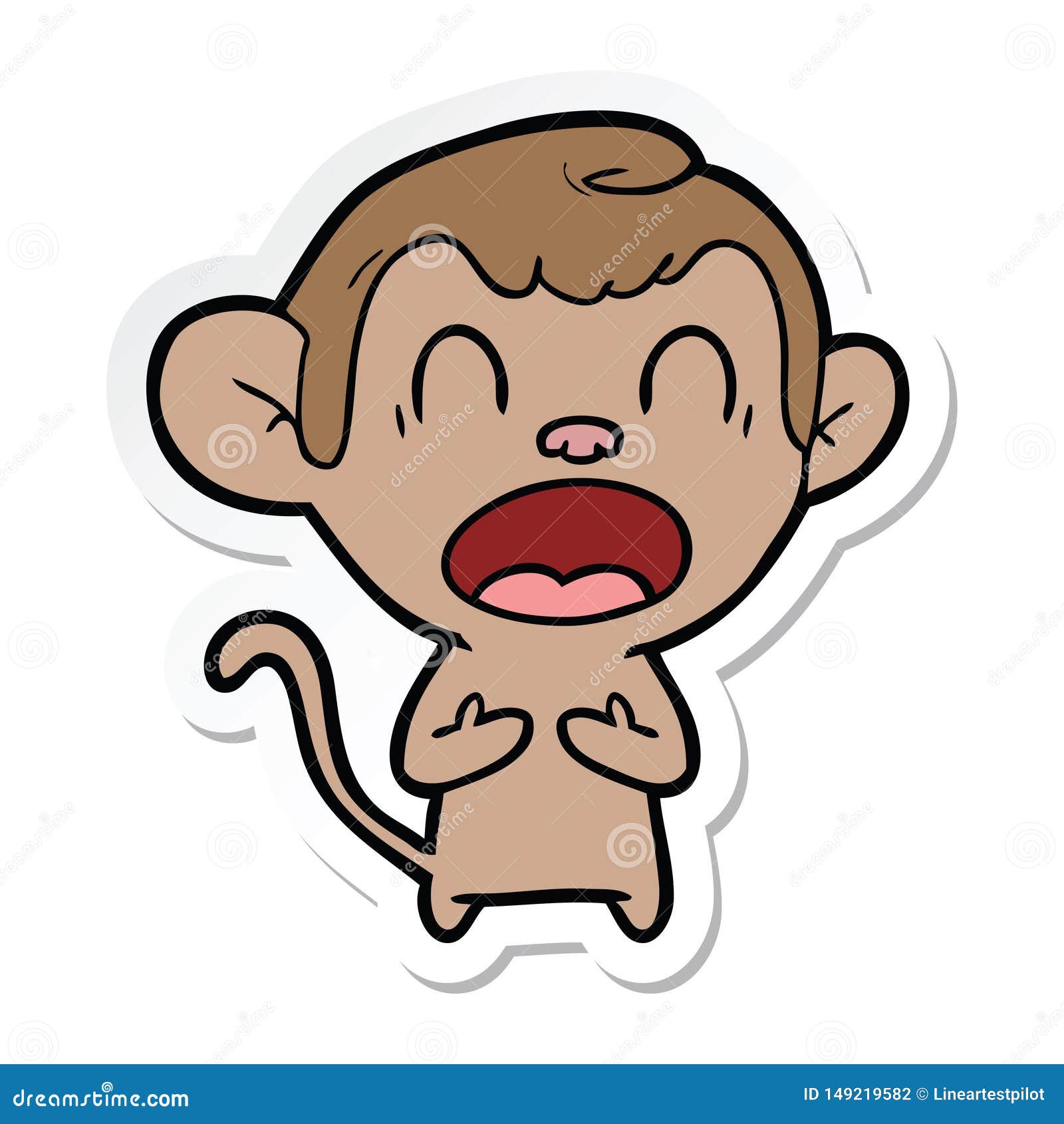 Sticker of a Shouting Cartoon Monkey Stock Vector - Illustration of ...