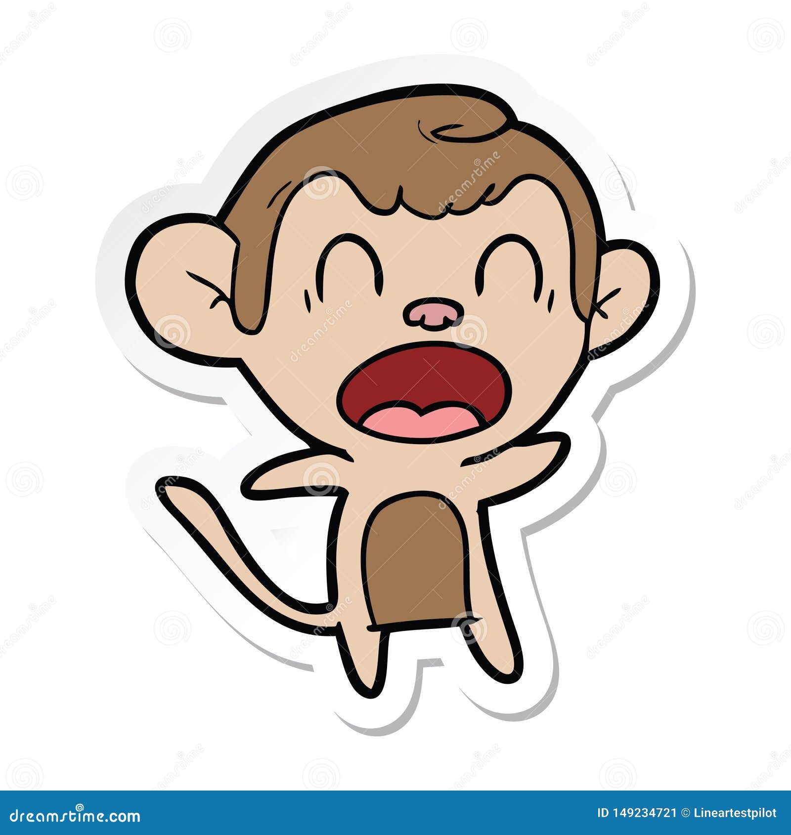 Sticker of a Shouting Cartoon Monkey Stock Vector - Illustration of ...