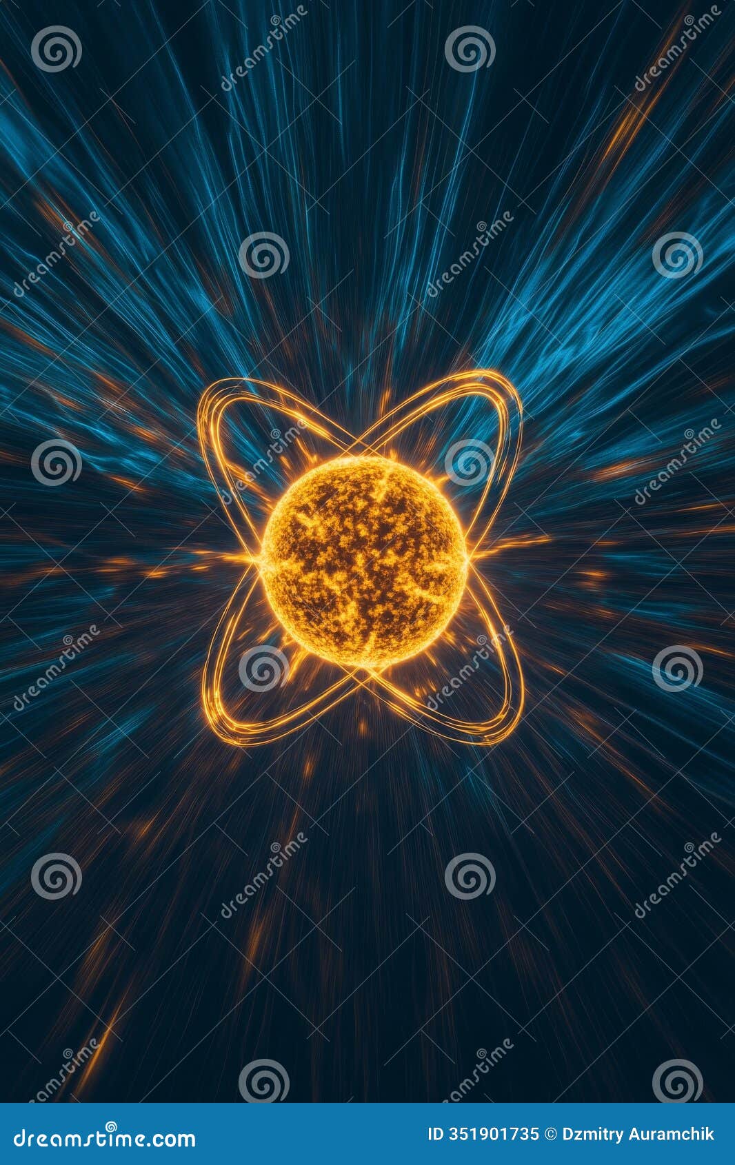 A Creative Illustration of an Atom Featuring Radiant Energy and a ...