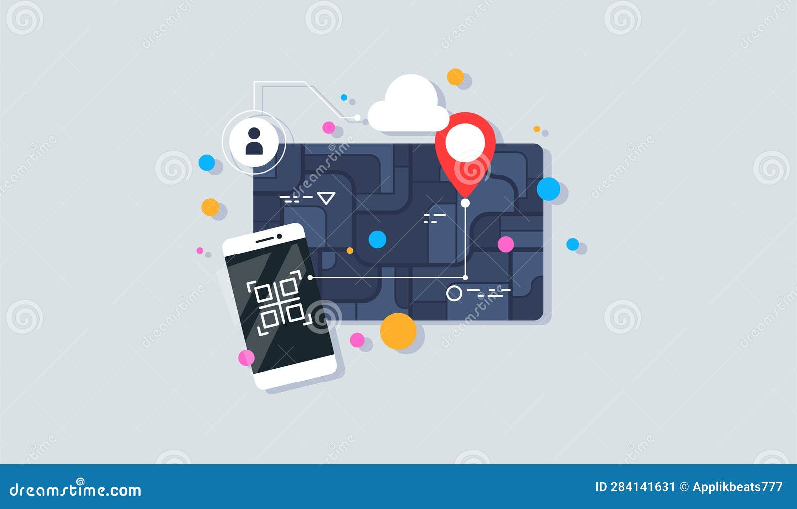 Creative Illustration of City Map Navigation on Phone. Vector ...