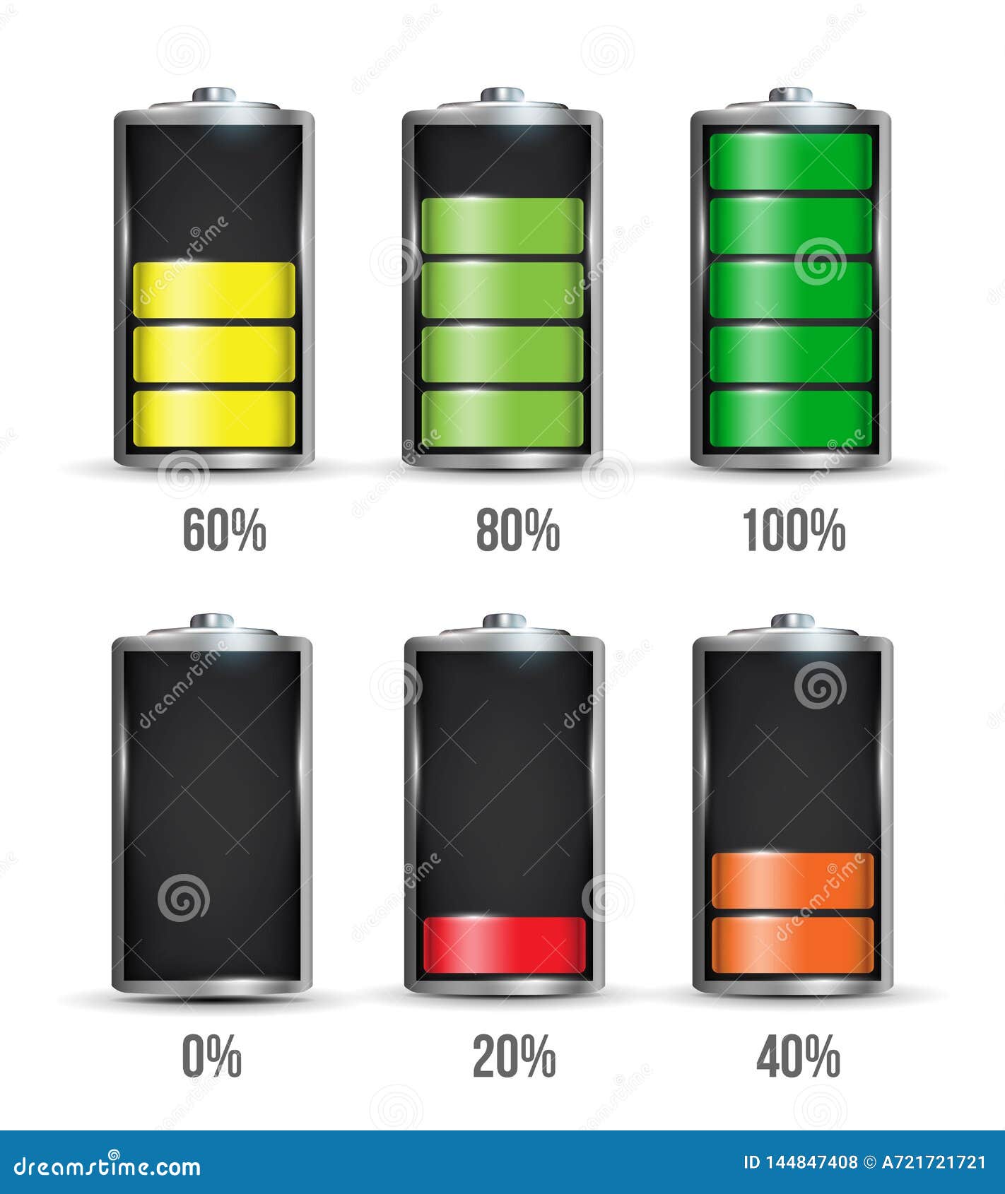 Creative Illustration of 3d Different Charging Status Battery Load ...