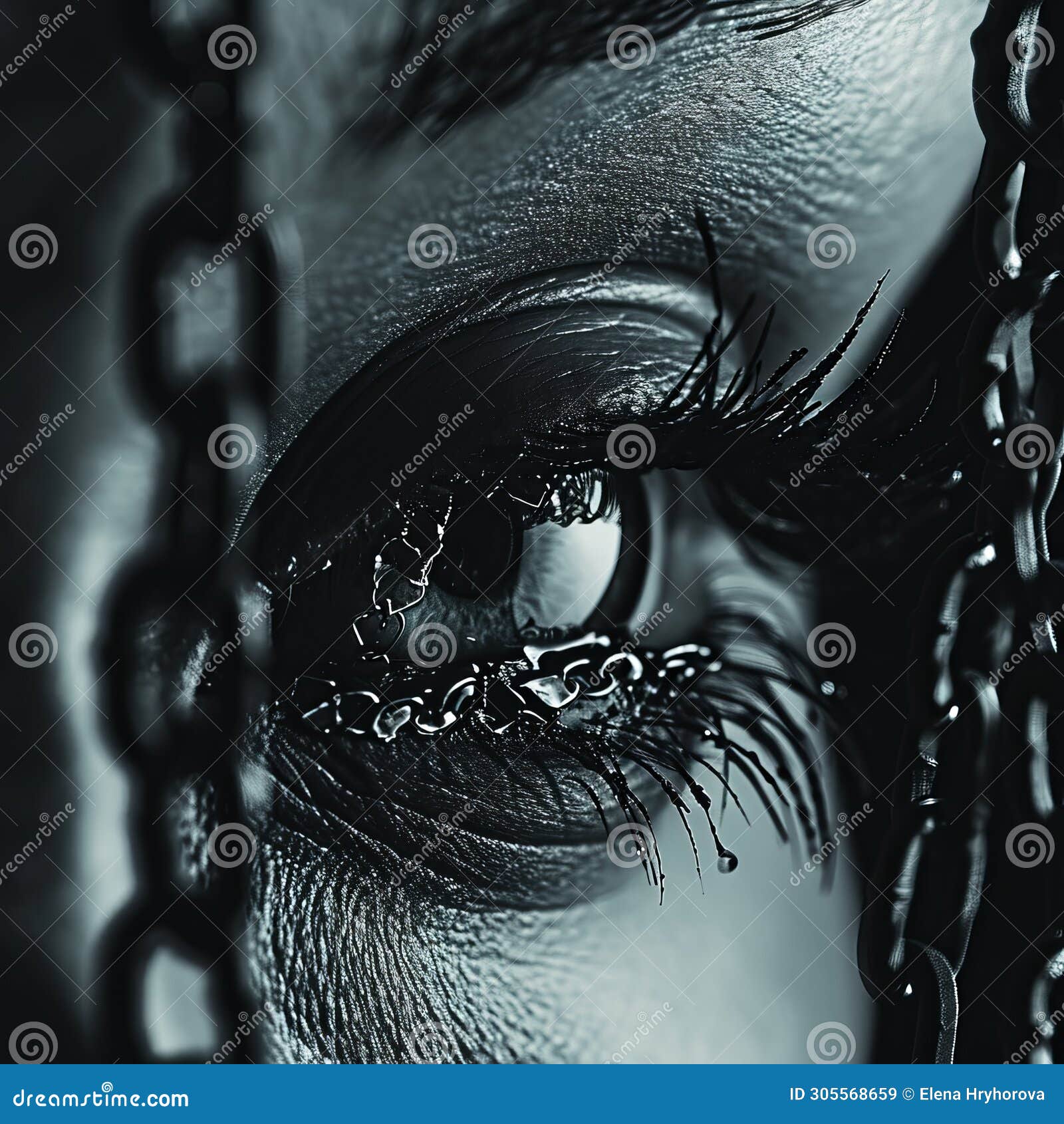 Creative Illustration Depicting an Eye with Chains, Symbolizing ...