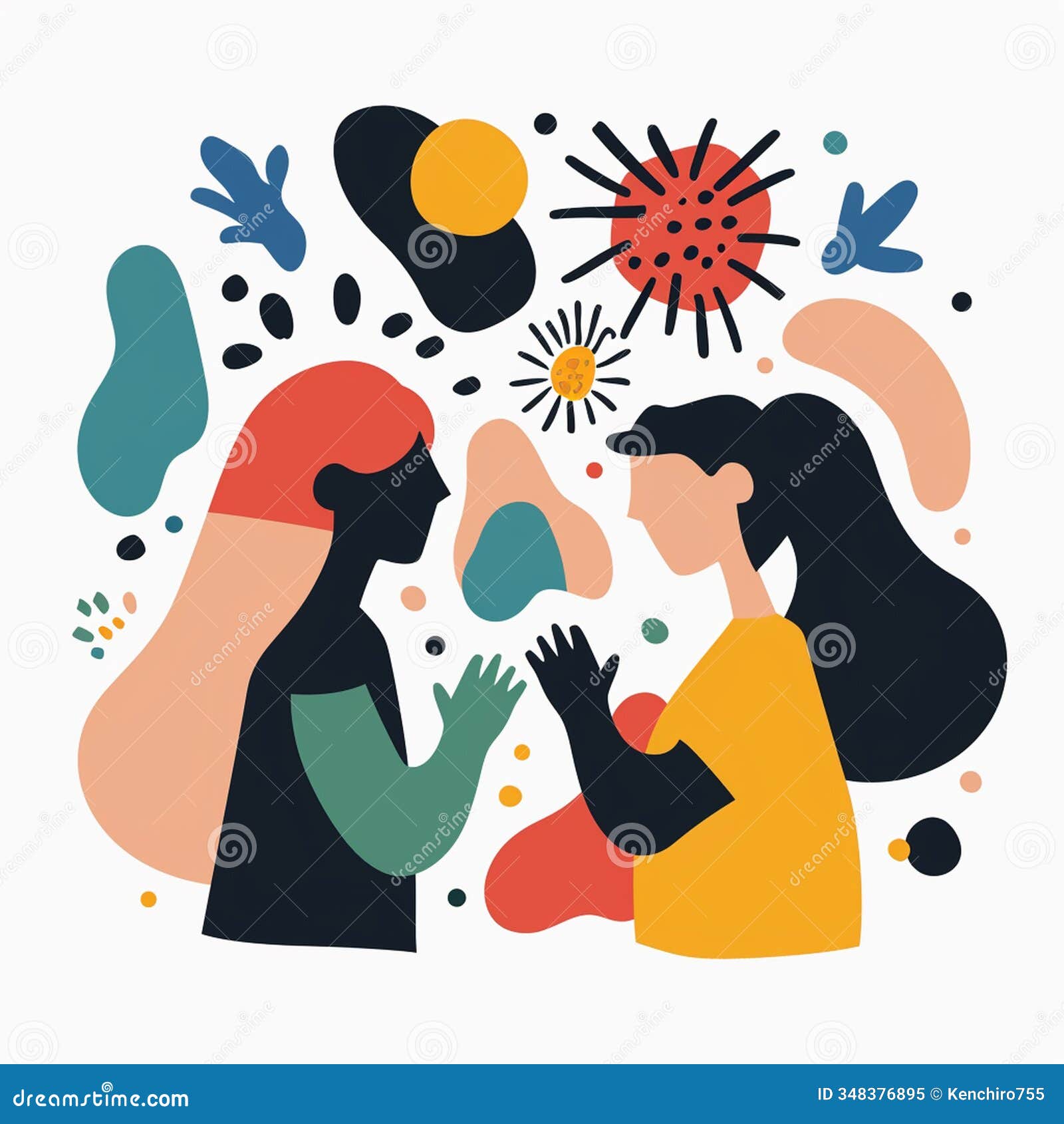 Creative Illustration Depicting Two Individuals Engaged in Conversation ...