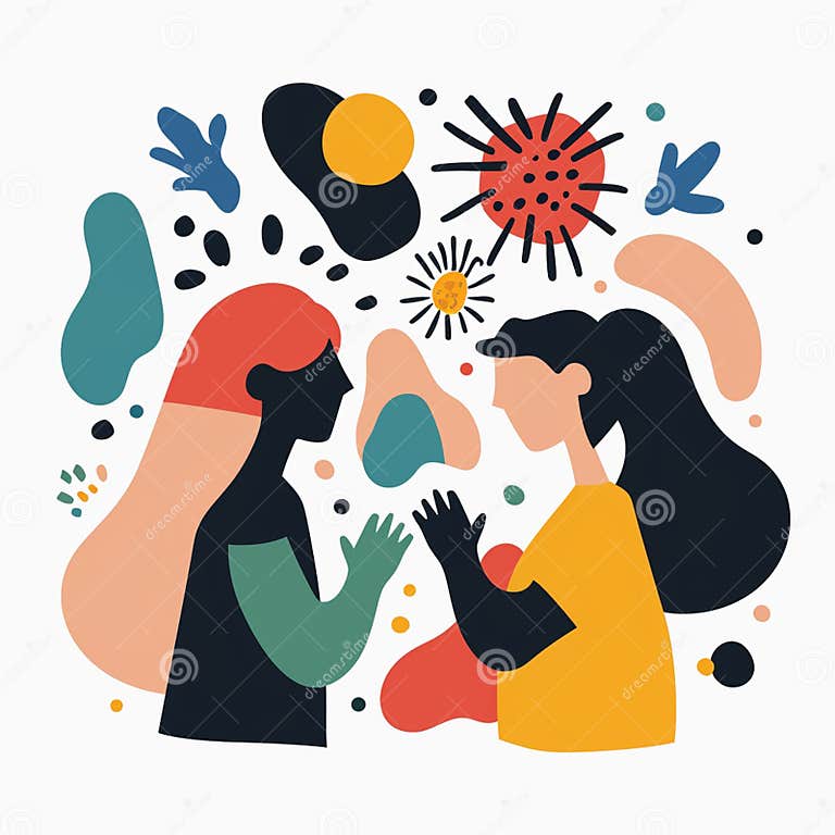 Creative Illustration Depicting Two Individuals Engaged in Conversation ...