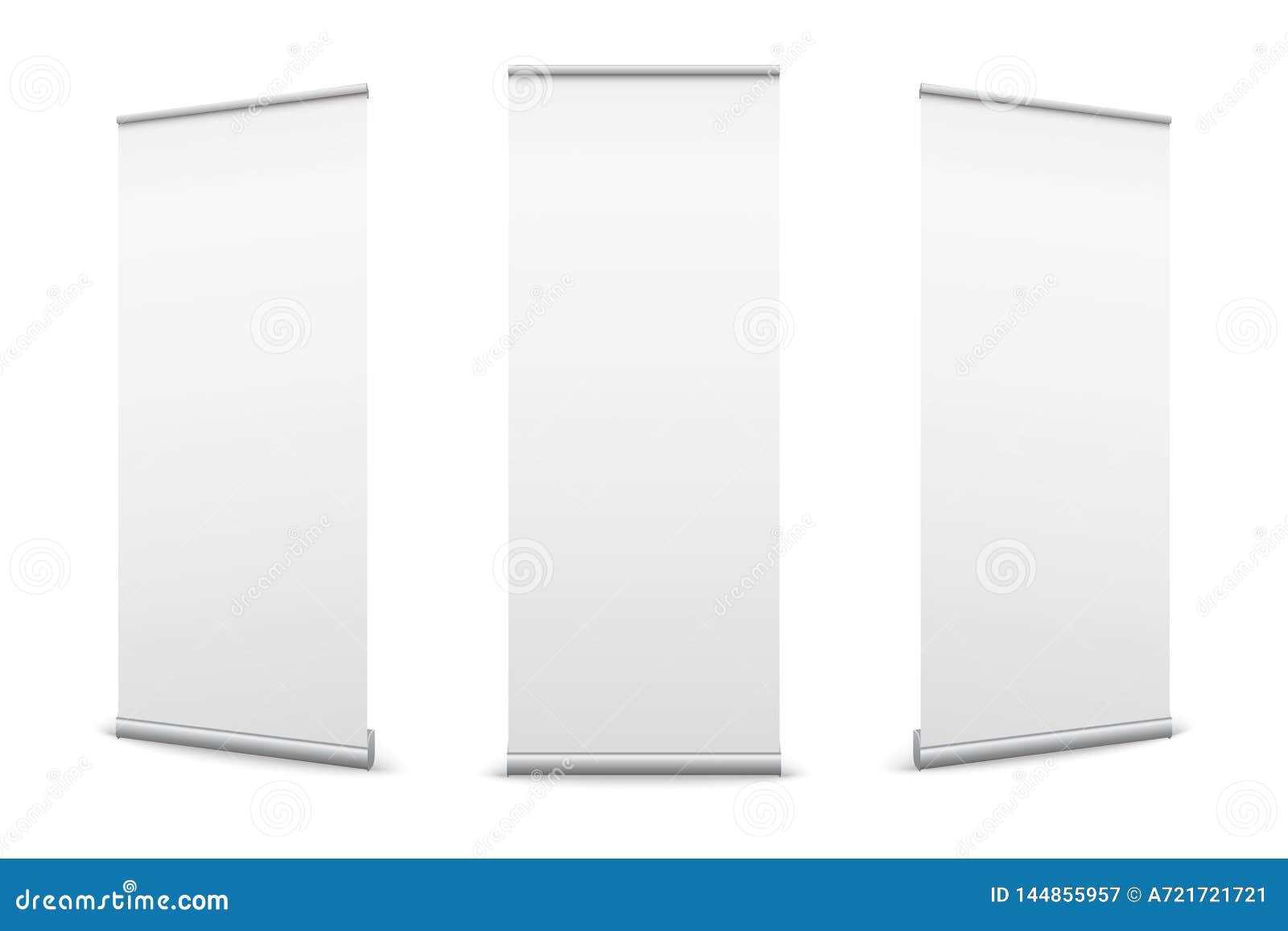 Creative Illustration of Empty Roll Up Banners with Paper Canvas ...