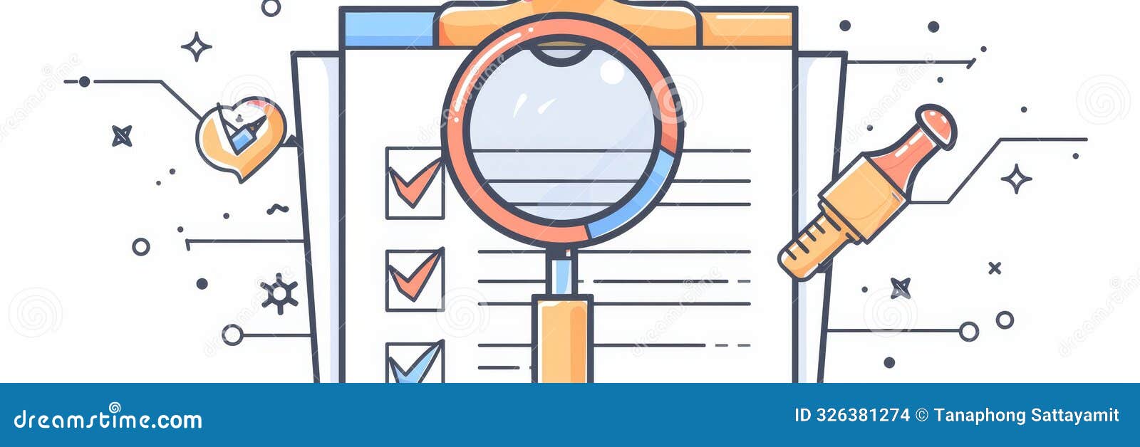 Magnifying Checklist Icon Color Outline Vector | CartoonDealer.com ...