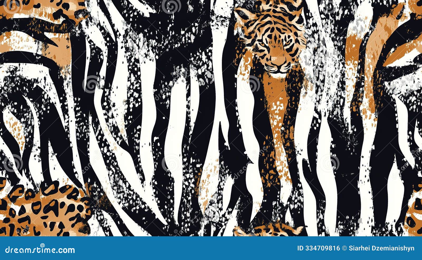 A Creative Illustration Featuring Tiger and Leopard Patterns ...