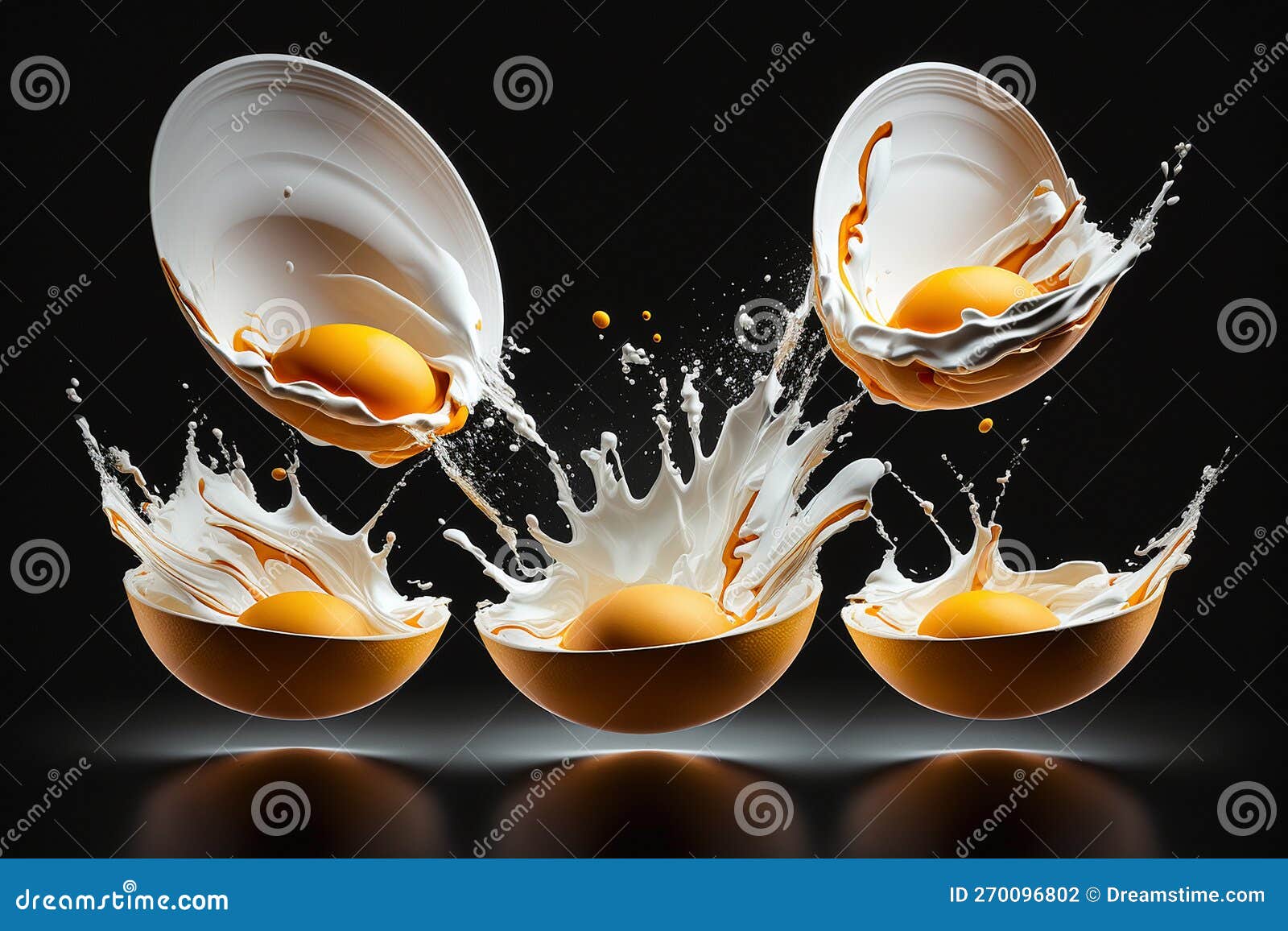 Flying Eggs Cracking and Splattering, Created by Generative Ai Stock ...