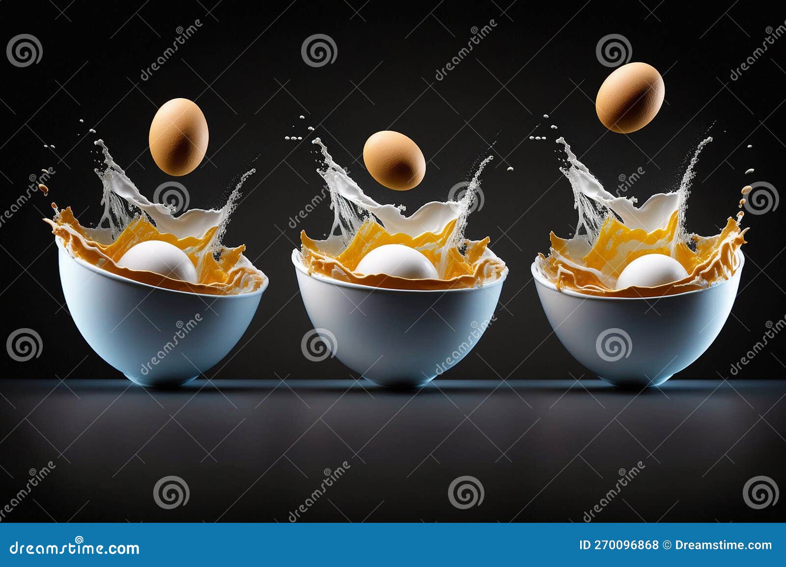 Flying Eggs Cracking and Splattering, Created by Generative Ai Stock ...