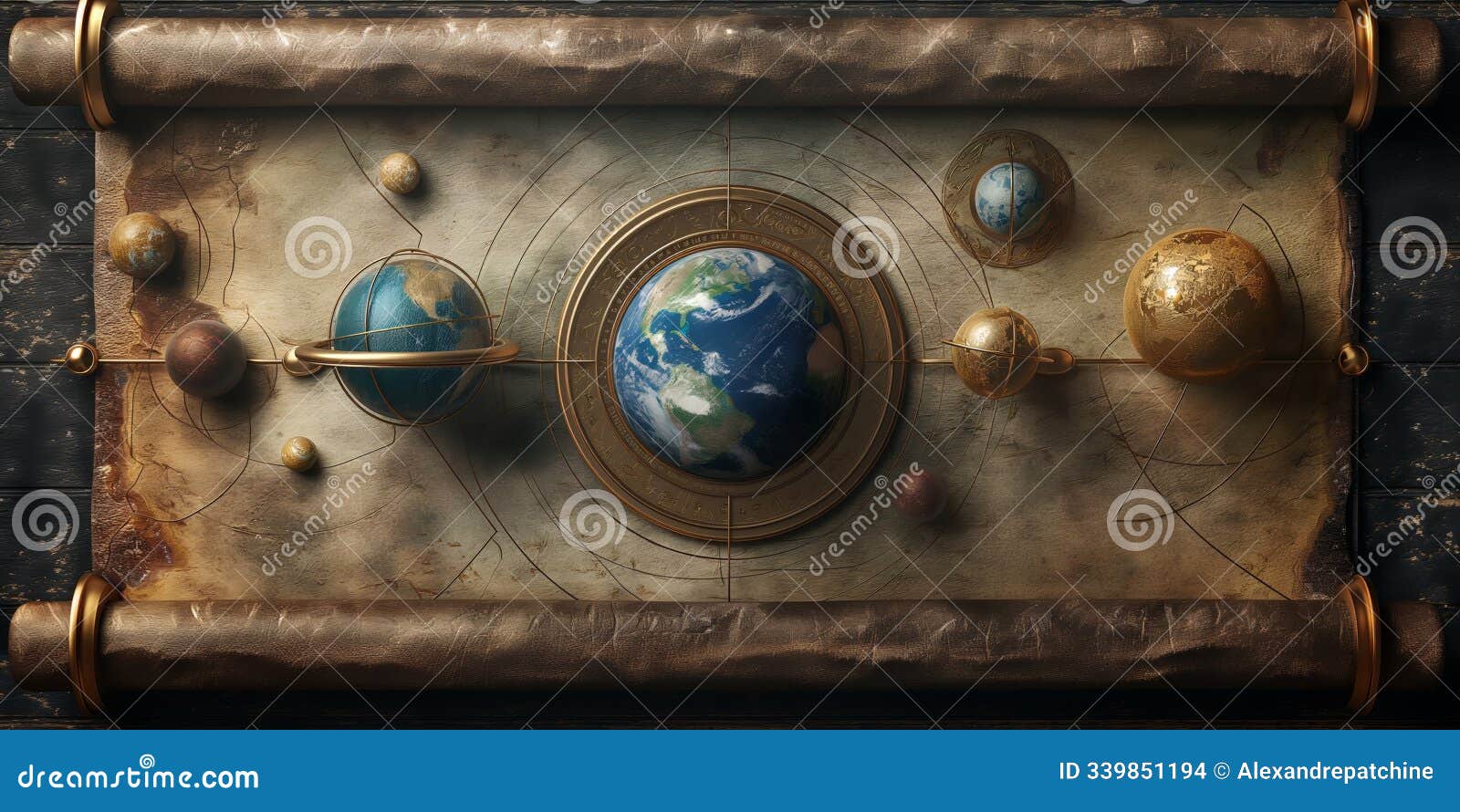Creative Illustration of a Geocentric Model with Earth at the Center ...