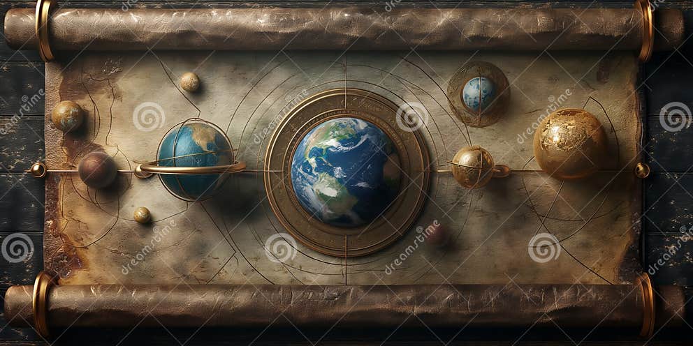 Creative Illustration of a Geocentric Model with Earth at the Center ...