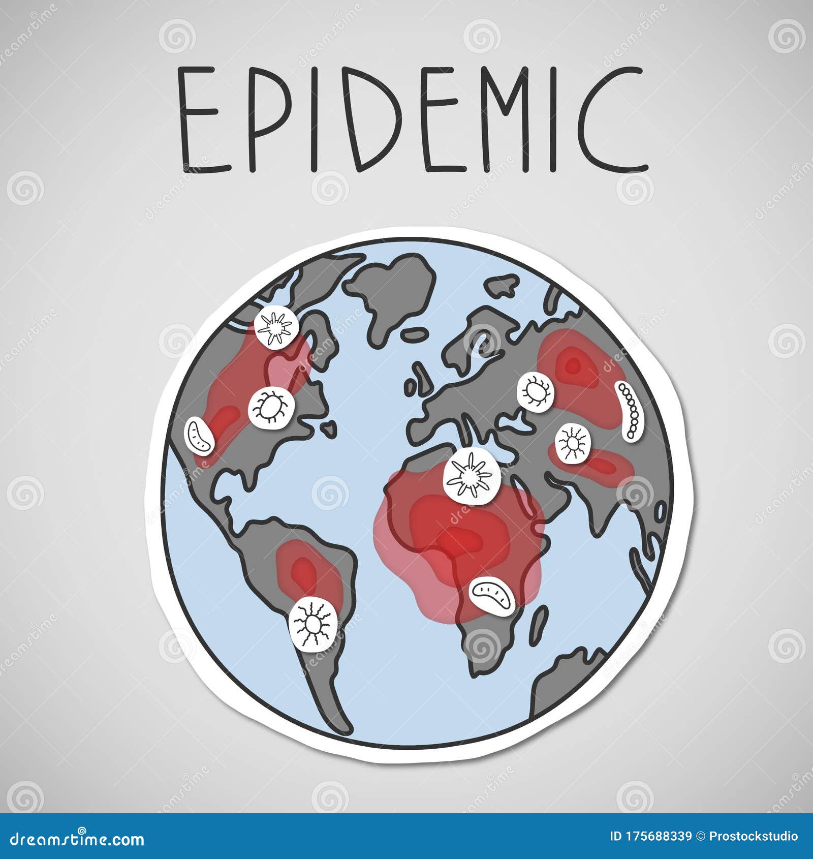 Creative Illustration with Globe and Infected Areas on it Stock ...