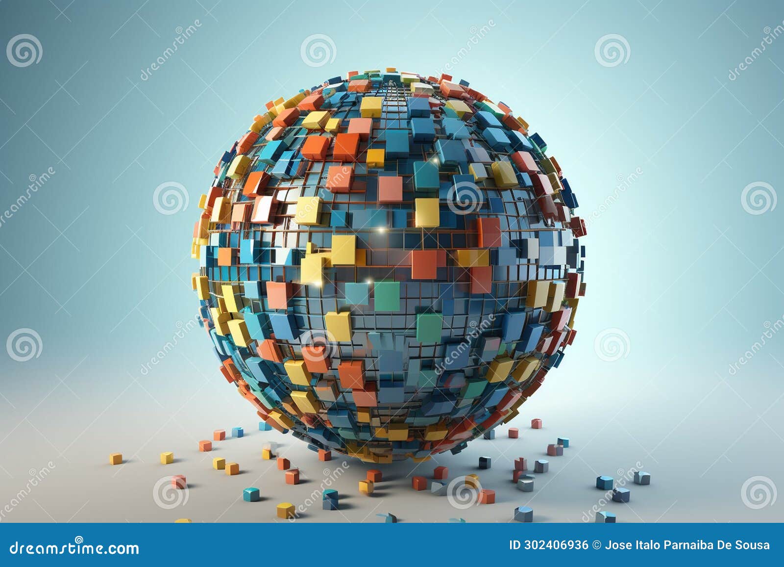 Creative Illustration of a Globe Made of Puzzle Stock Photo - Image of ...