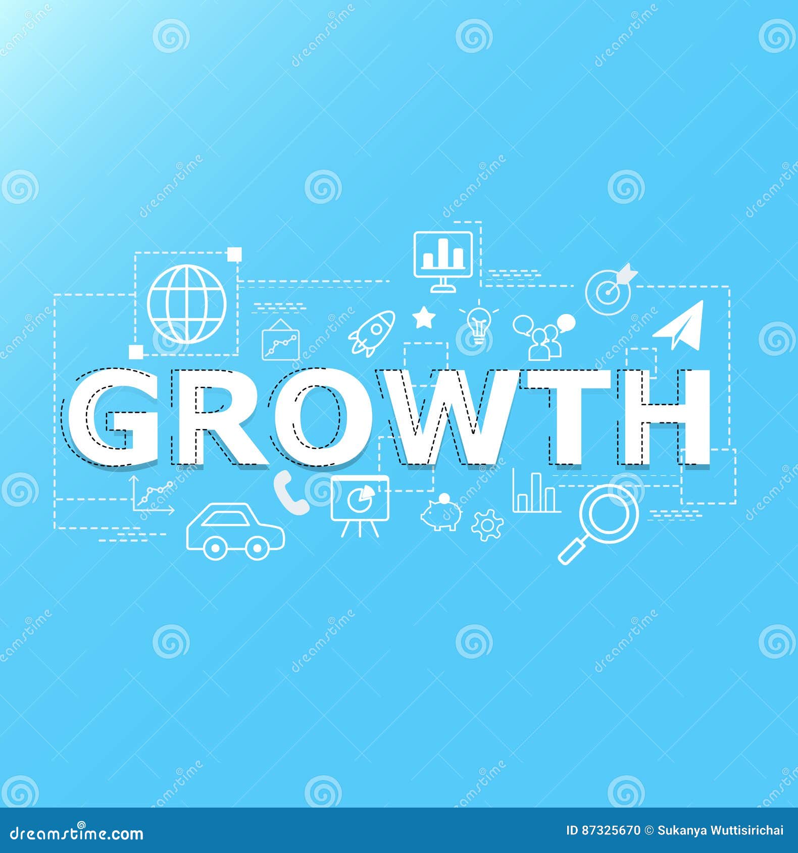 Creative Illustration of Growth Word Lettering Typography. Stock ...