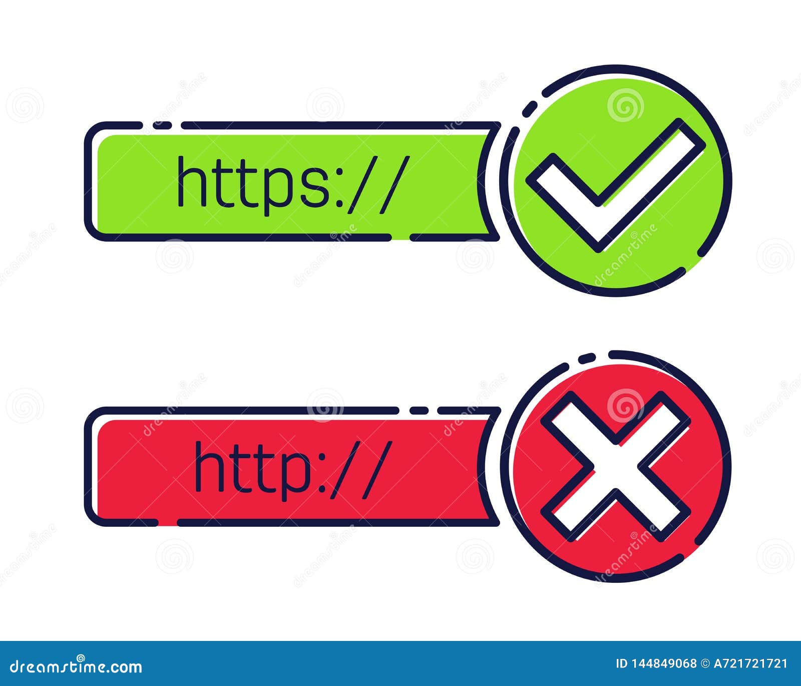 Http And Https On Shields Linear Vector Illustration On White ...