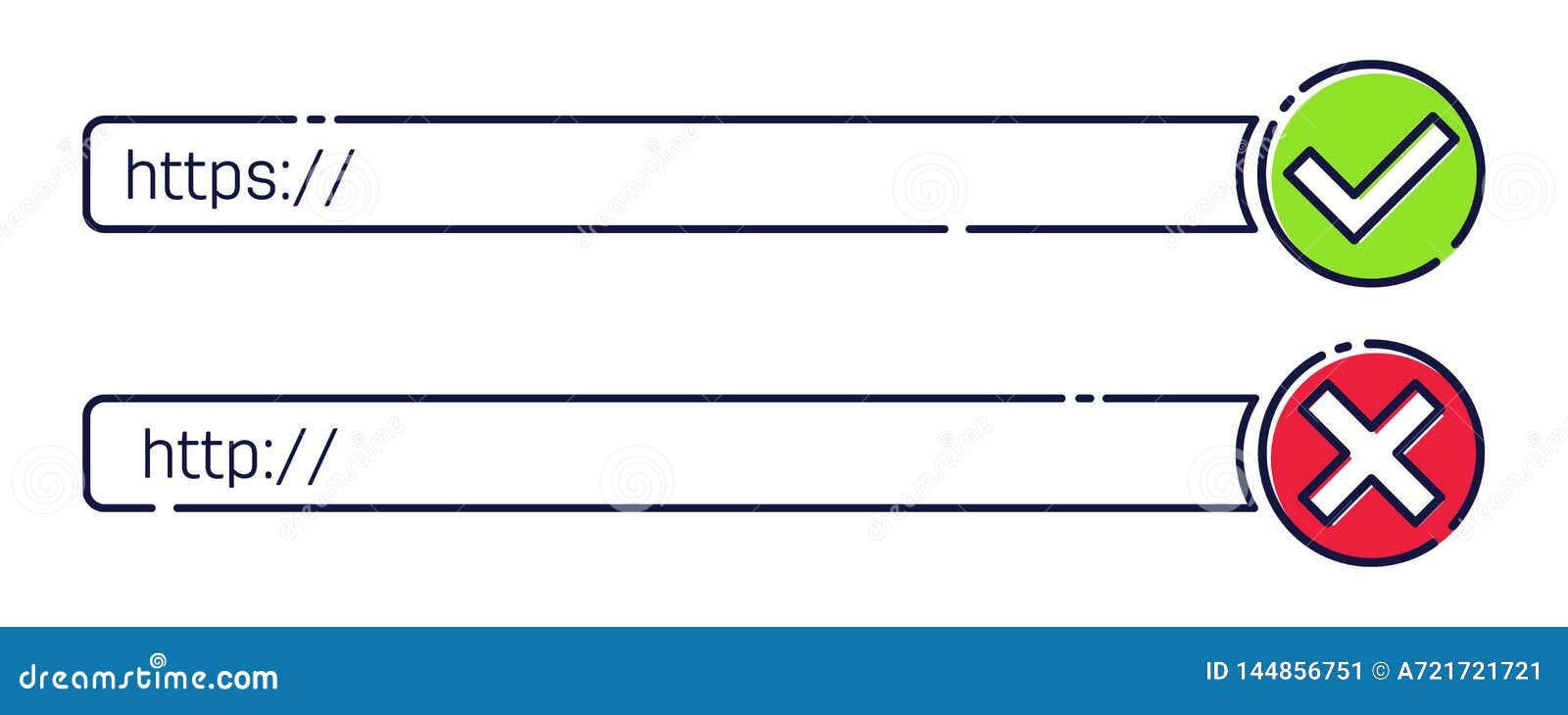 Http And Https On Shields Linear Vector Illustration On White ...