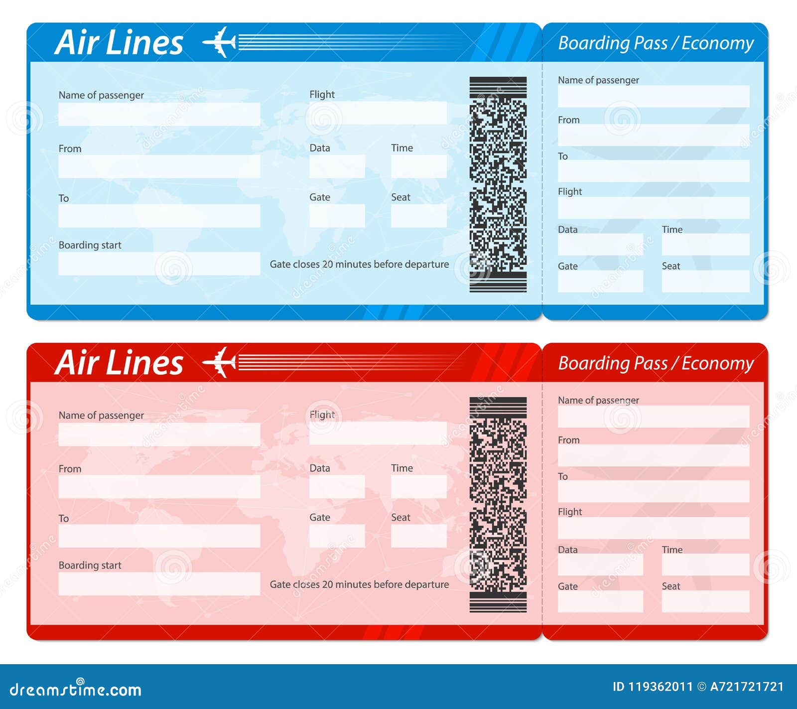 Creative Illustration of Airline Boarding Pass Ticket Isolated on ...