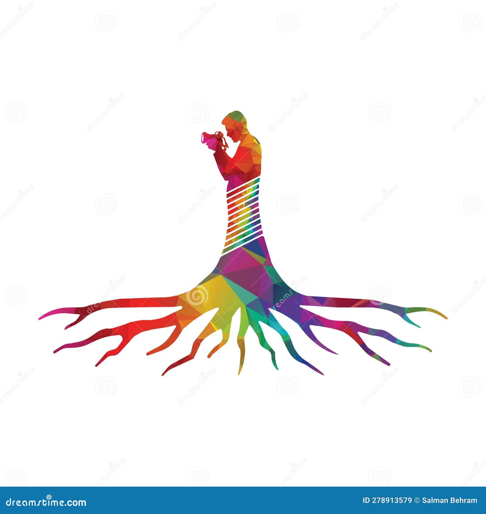 Creative Illustration of a Man with a Roots. Stock Vector ...