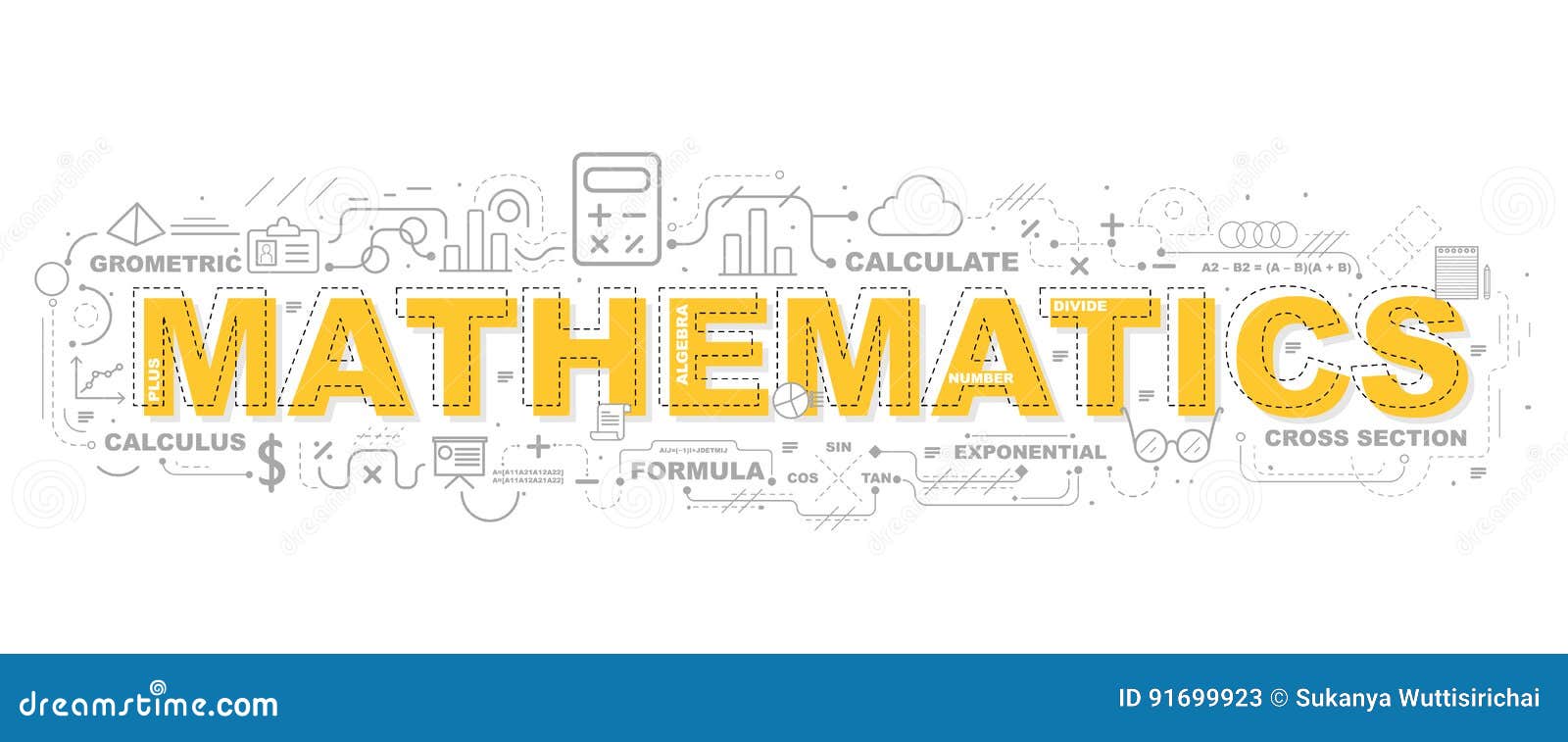 Creative Illustration of Mathematics with Line Icon Stock Vector ...