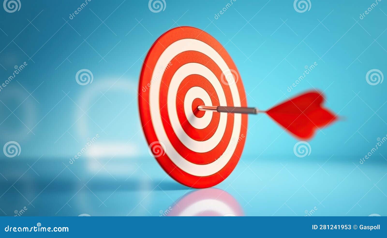 Creative Illustration of Red Round Shaped Target with Thin Arrow ...