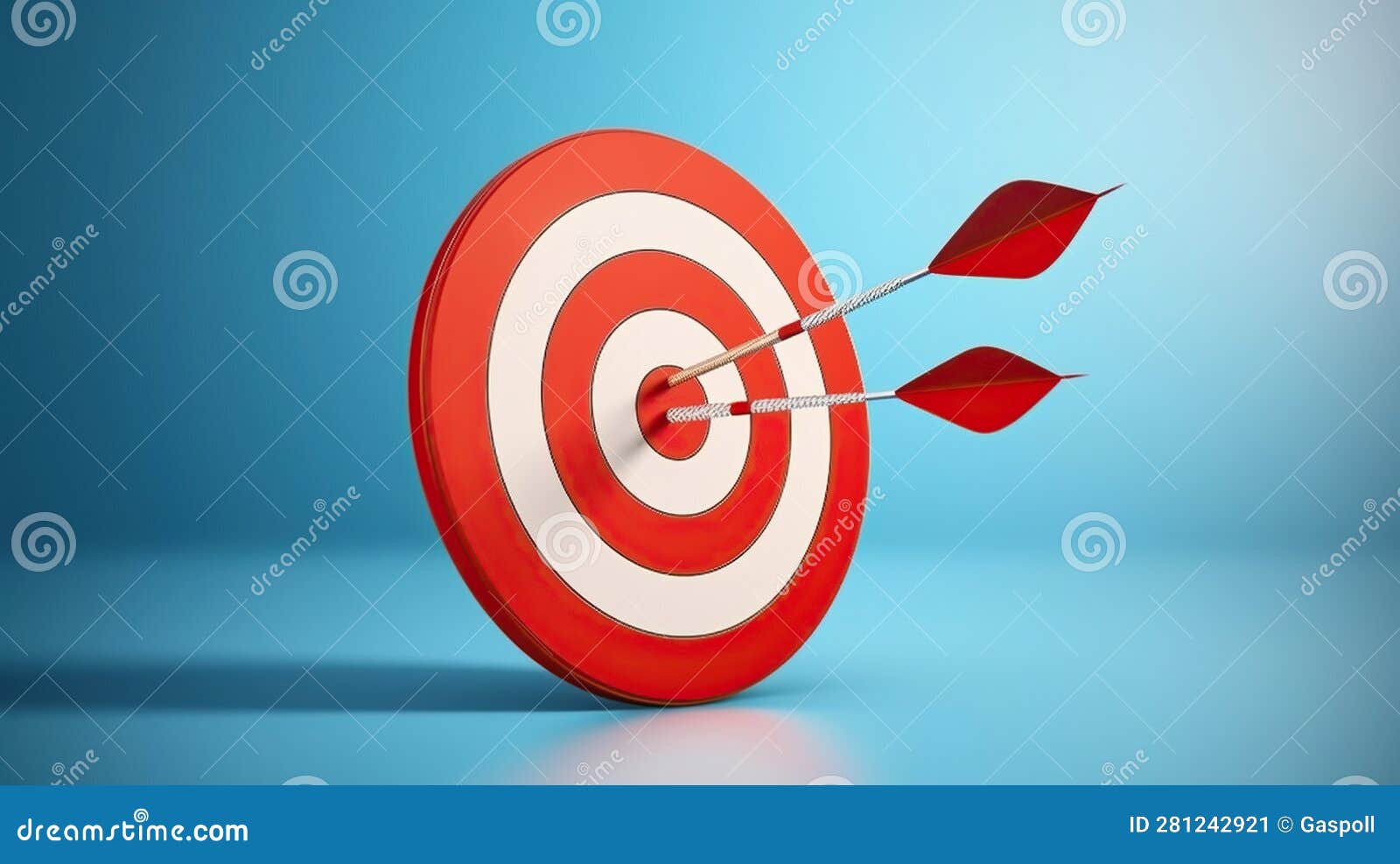 Creative Illustration of Red Round Shaped Target with Thin Arrow ...