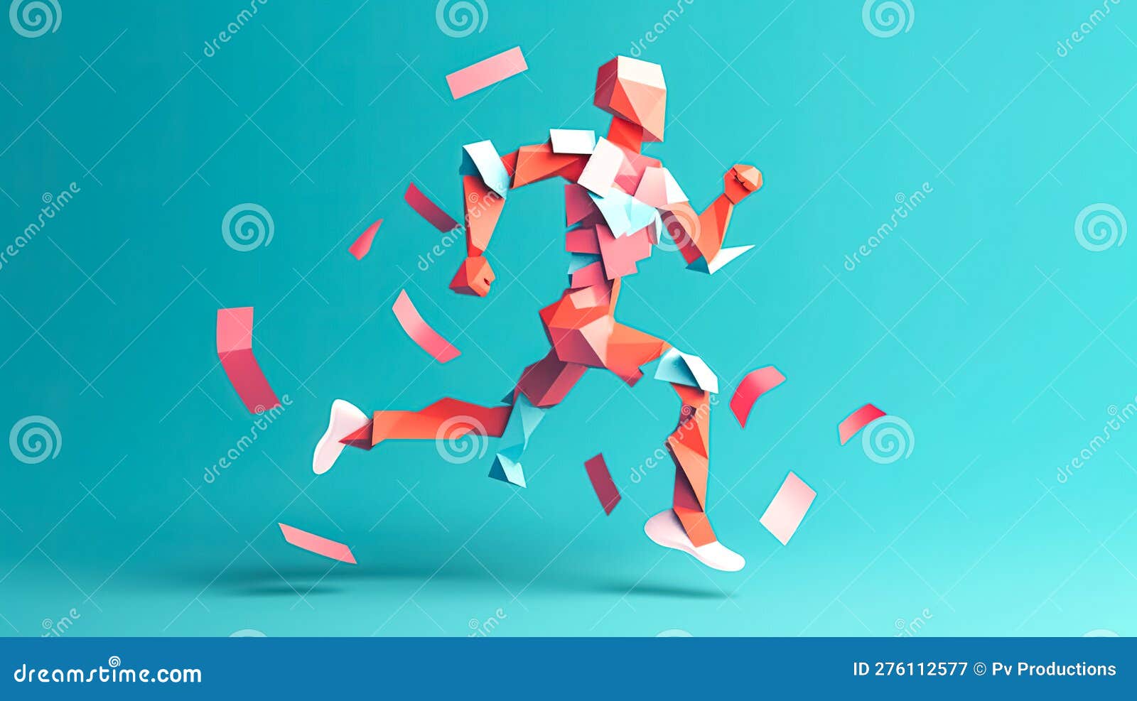 Running Cubic Character. 3d Style Red Cubic Character Illustration ...