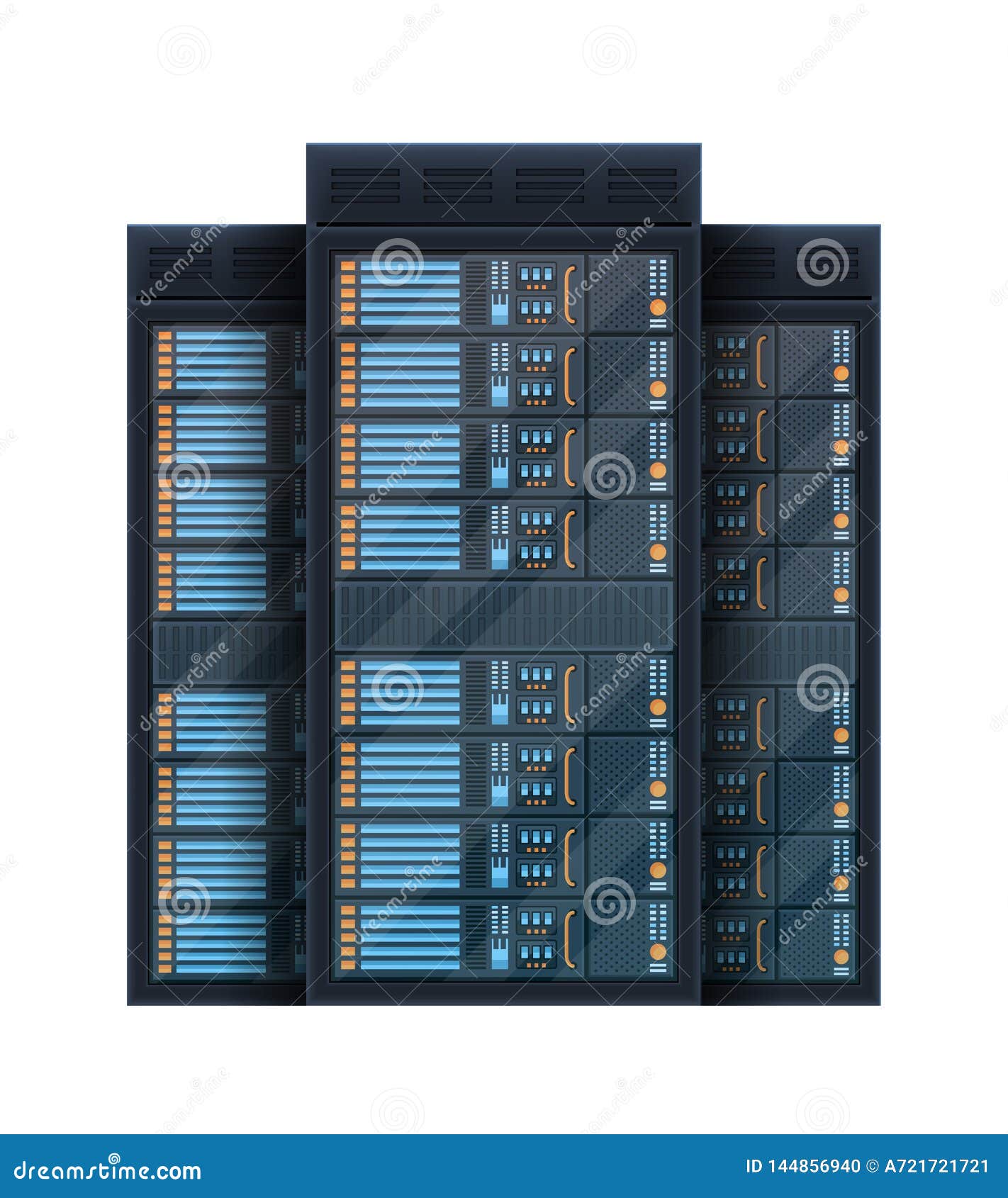 Creative Illustration of Server Rack Room, Big Data Bank Center ...