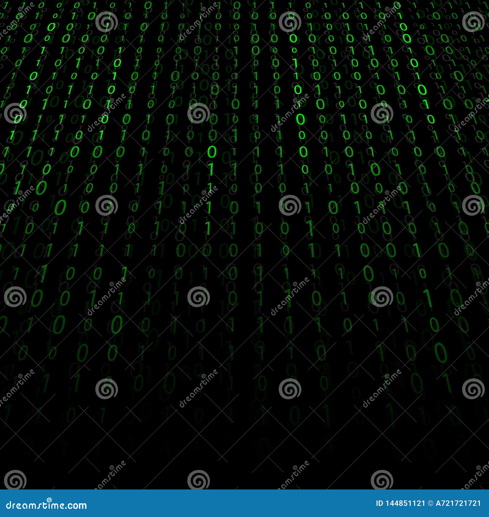 Creative Illustration of Stream of Binary Code. Computer Matrix Background Art Design. Digits on ...