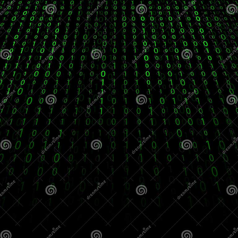 Creative Illustration of Stream of Binary Code. Computer Matrix Background Art Design. Digits on ...