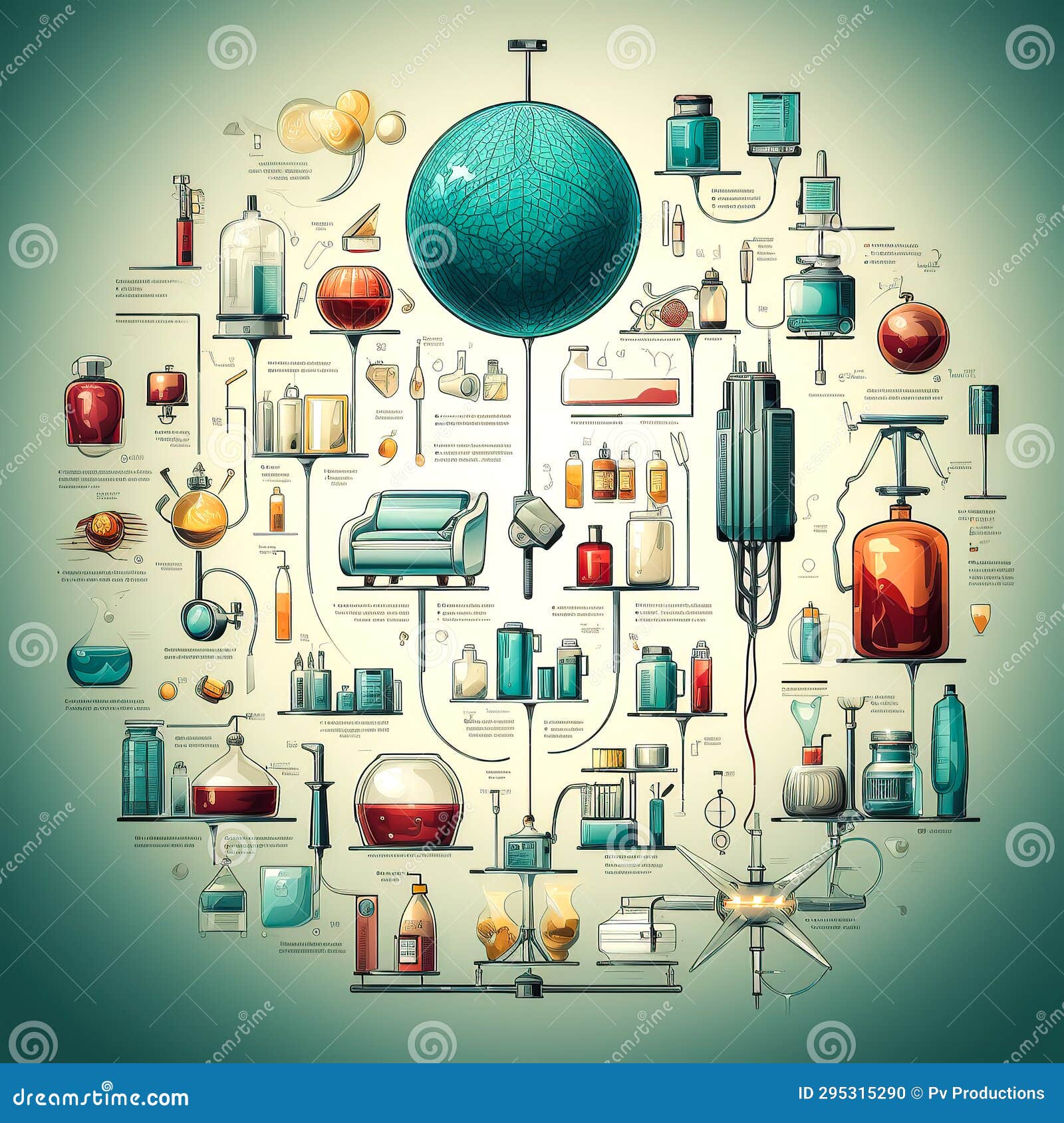 Creative Illustration, Substance Composition Concept, Chemical Elements ...