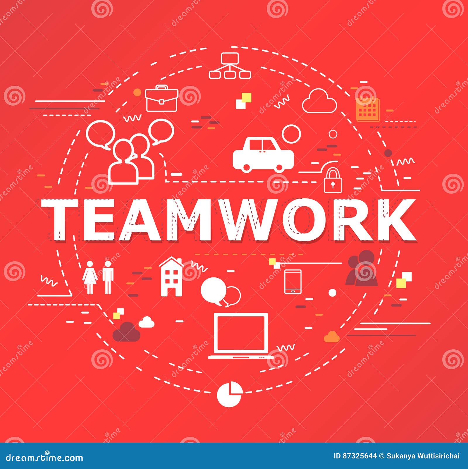 Creative Illustration of Teamwork Word Lettering Typography Stock ...