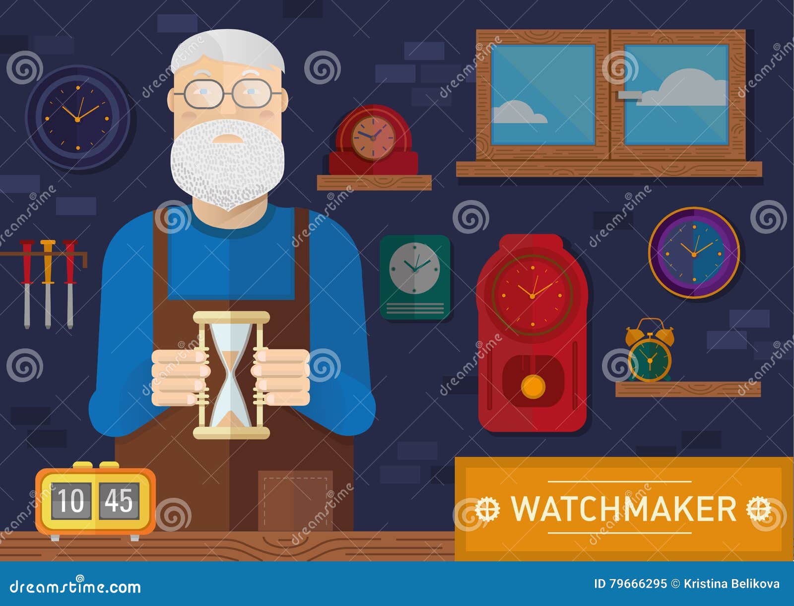 Creative Illustration of a Watchmaker Stock Vector - Illustration of ...