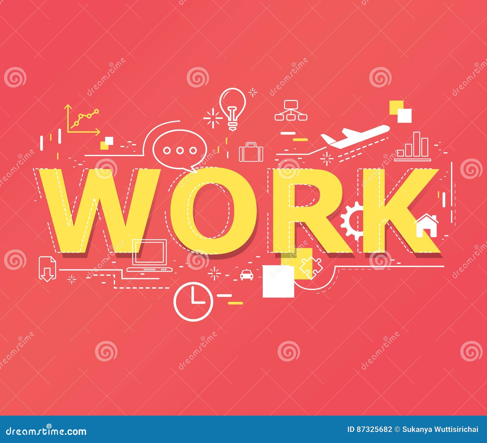 Creative Illustration of Work Word Lettering Typography. Stock ...