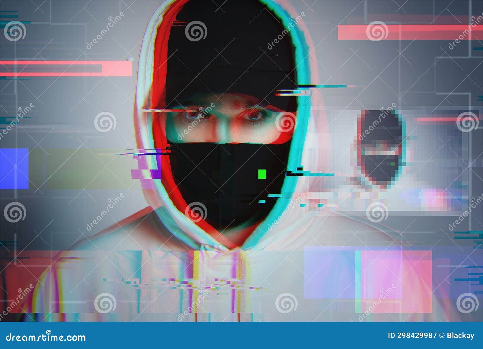 Creative Image with Anonymous Hacker with Glitch and Interference ...