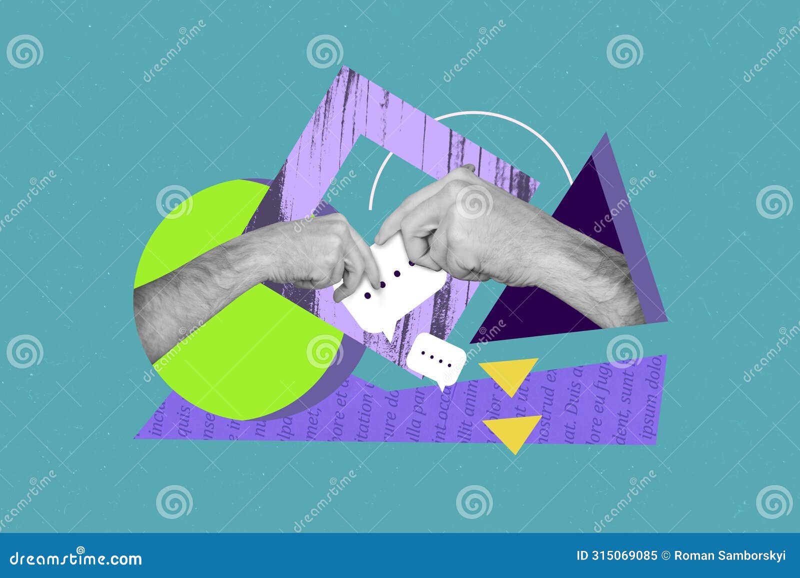 Creative Image Collage Human Hands Share Textbox Opinion Communication ...