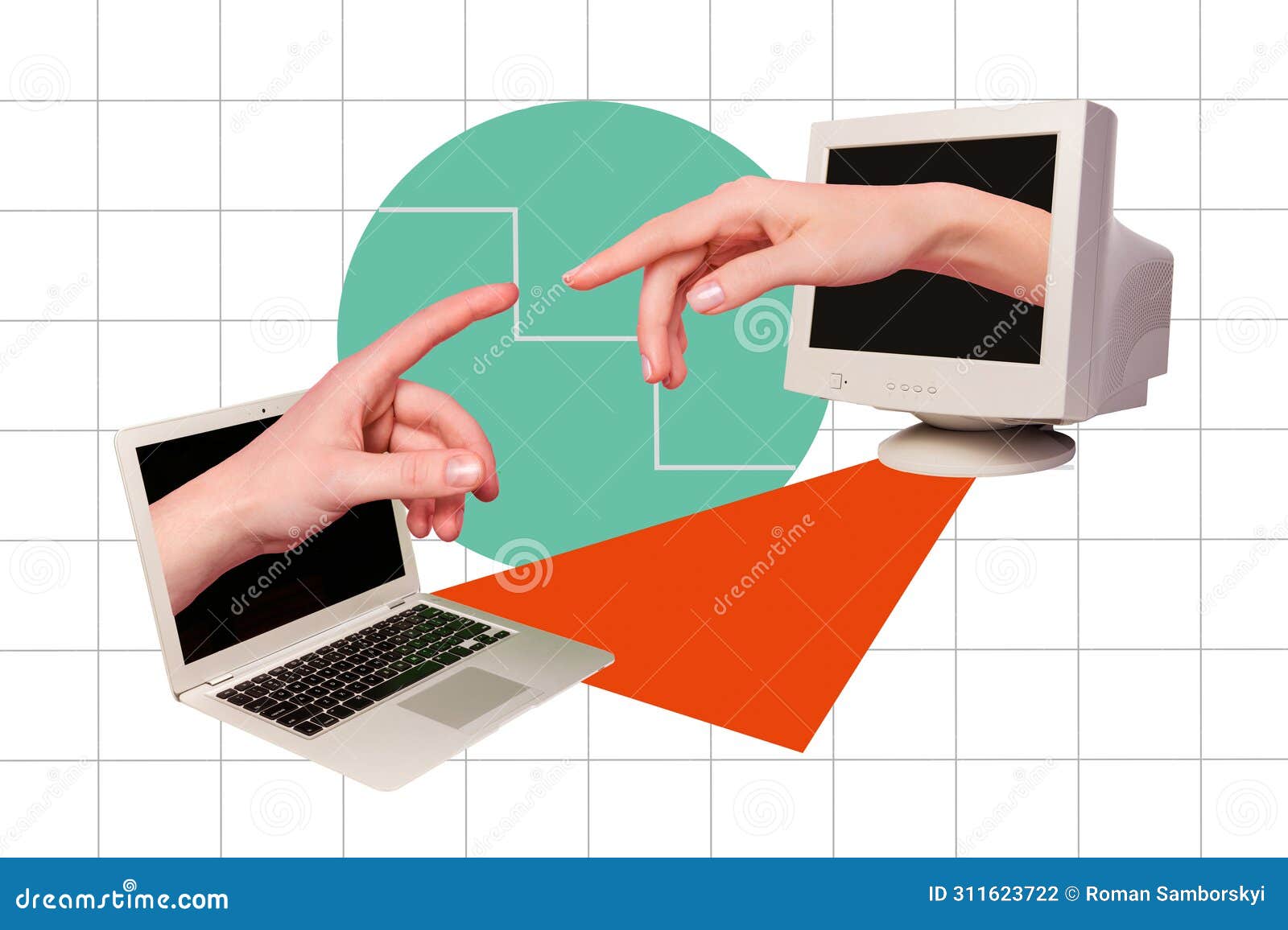 Creative Image Collage Picture Human Hands Try Touch Reach Each Other ...