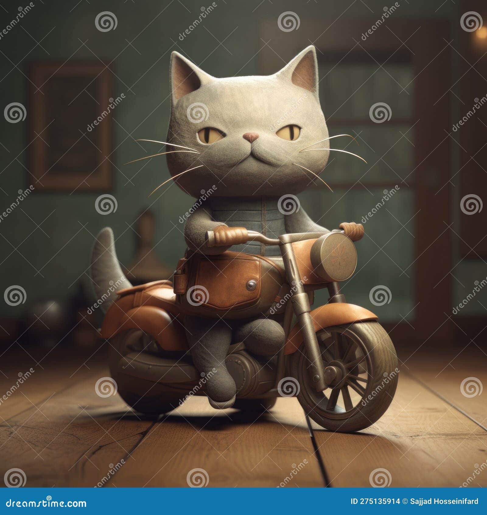 Cute Cat Riding a Motorcycle Stock Illustration - Illustration of ...