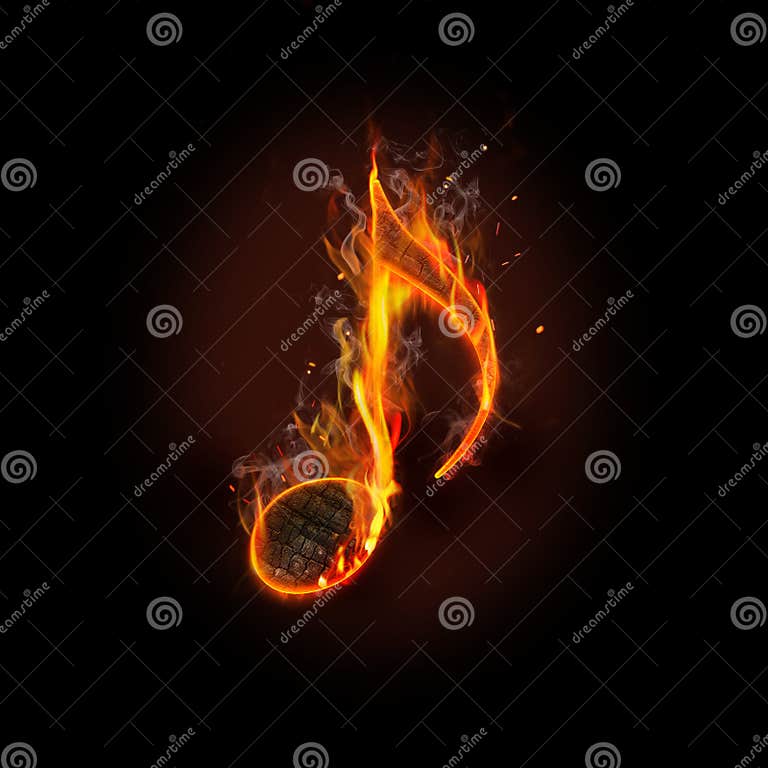 Creative Image of Flaming Musical Note on Dark Background Stock ...