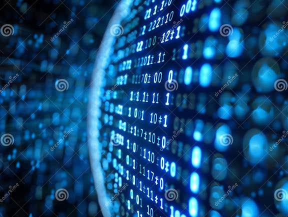 Creative Image of the Globe Formed by Binary Code and Computer Data ...