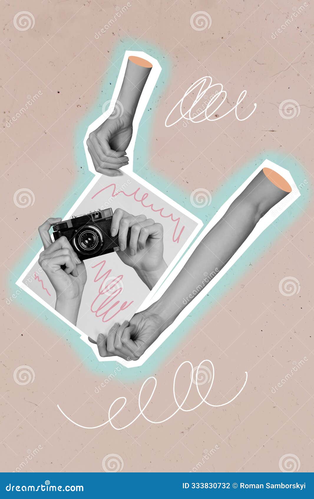 Creative Image Picture Collage of Two People Hands Dping Photo on ...